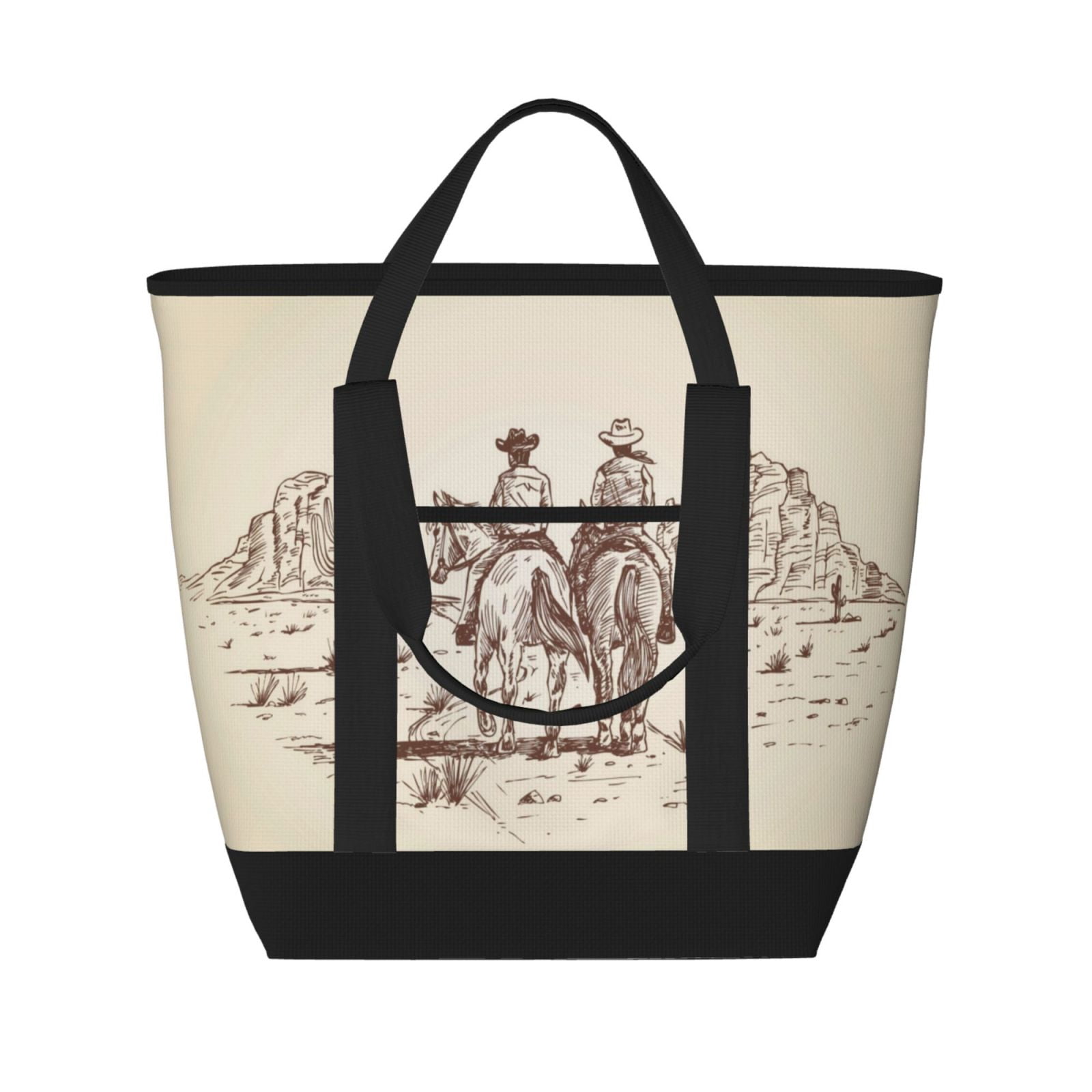 Insulated Cooler Bag - Cowboys Riding Horses Large Freezer Cooler Tote ...