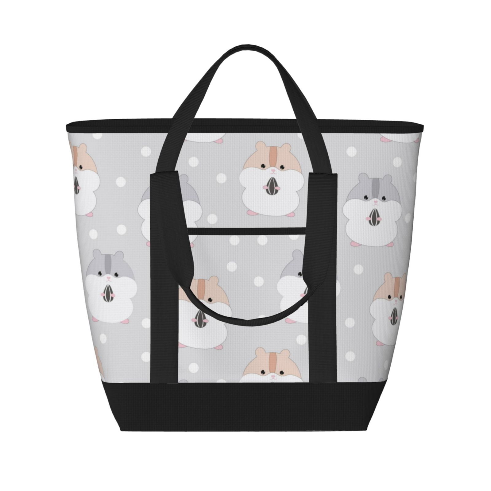 Insulated Cooler Bag - Cute Hamster Sunflower Seed Gray Large Freezer ...