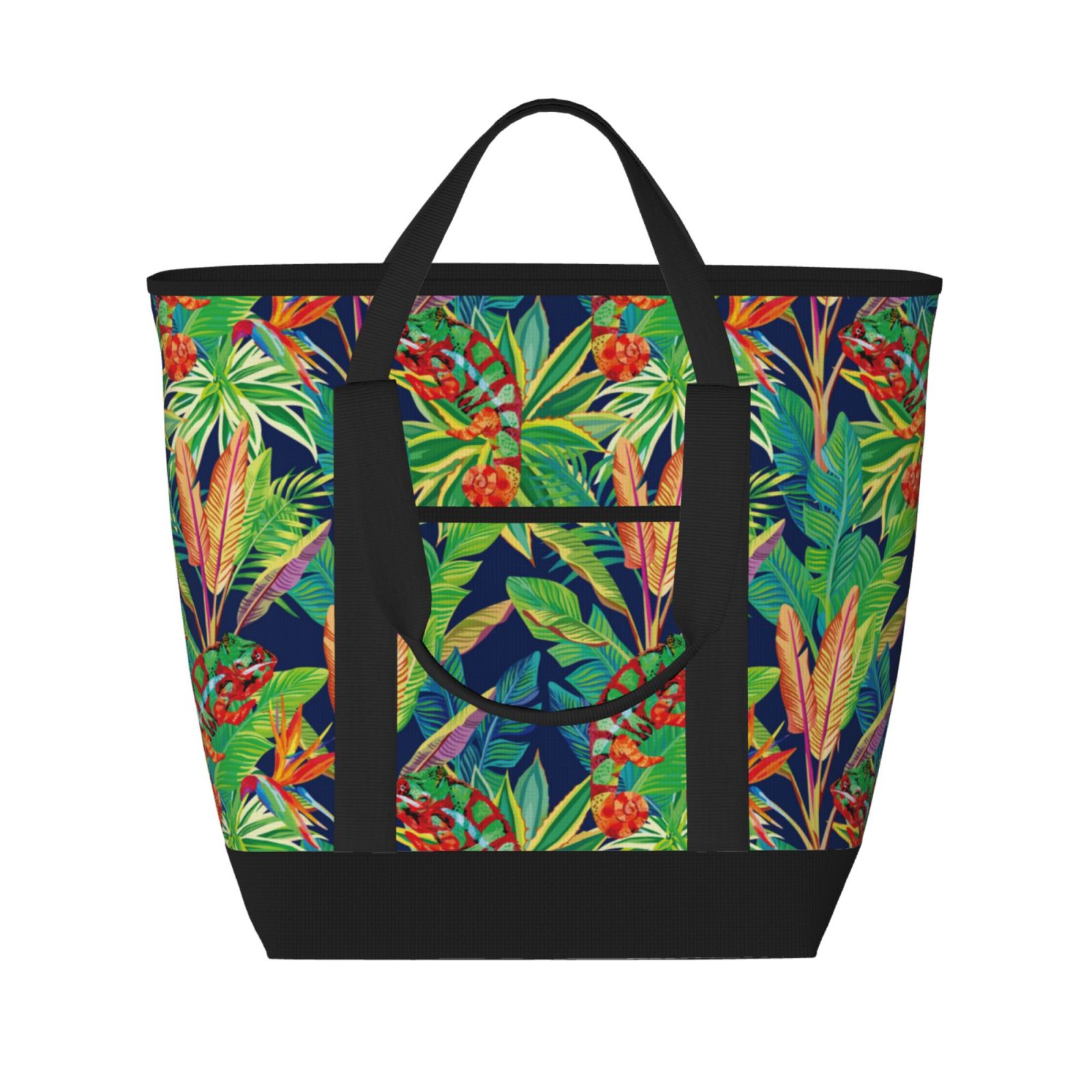 Insulated Cooler Bag - Cute Lizard Chameleon Banana Leaf Large Freezer ...