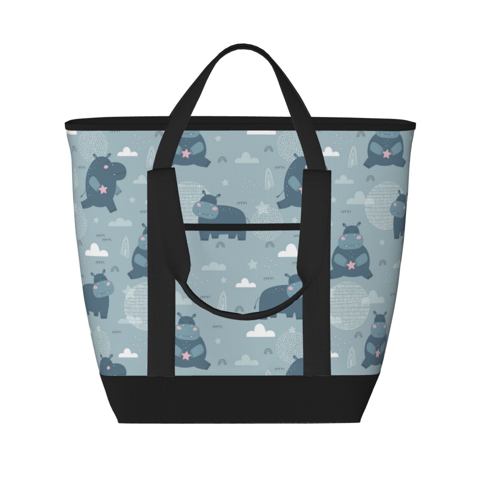 Insulated Cooler Bag, Cute hippopotamus Large Freezer Cooler Tote Bags ...