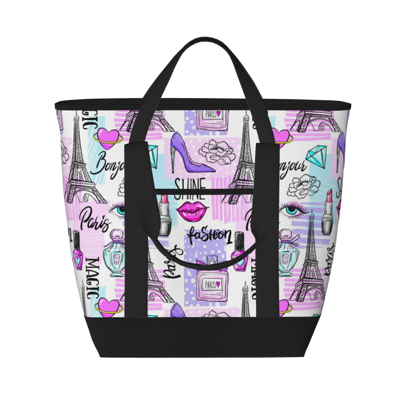 Insulated Cooler Bag - Eiffel Tower and Hearts Large Freezer Cooler ...