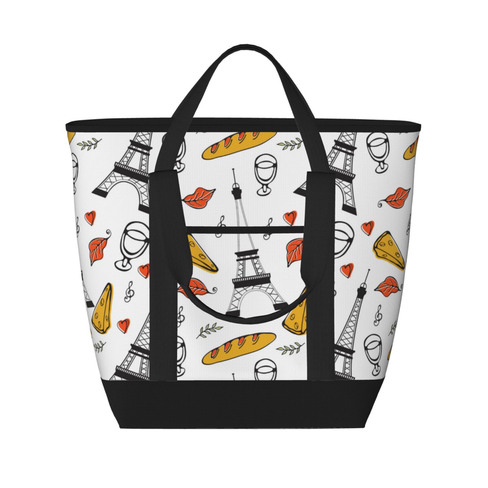 Insulated Cooler Bag - Eiffel Tower pizza Large Freezer Cooler Tote ...