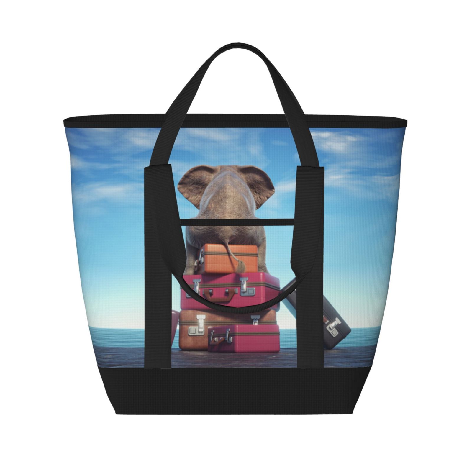 Insulated Cooler Bag Elephant Sits On Luggages Large Cooler Tote Bags ...