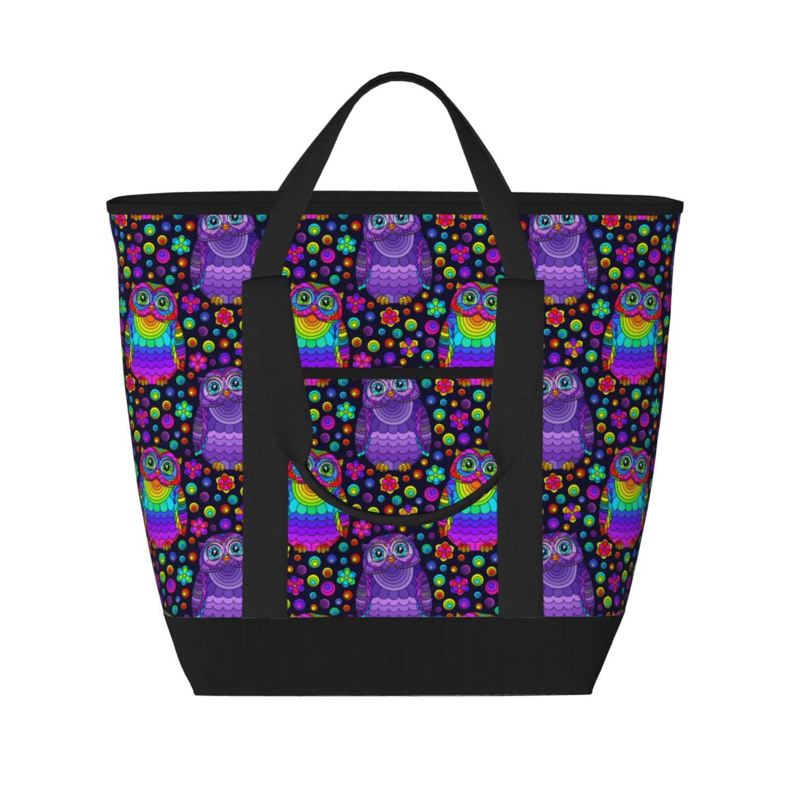 Insulated Cooler Bag - Flamboyant Colorful Owls Large Freezer Cooler ...