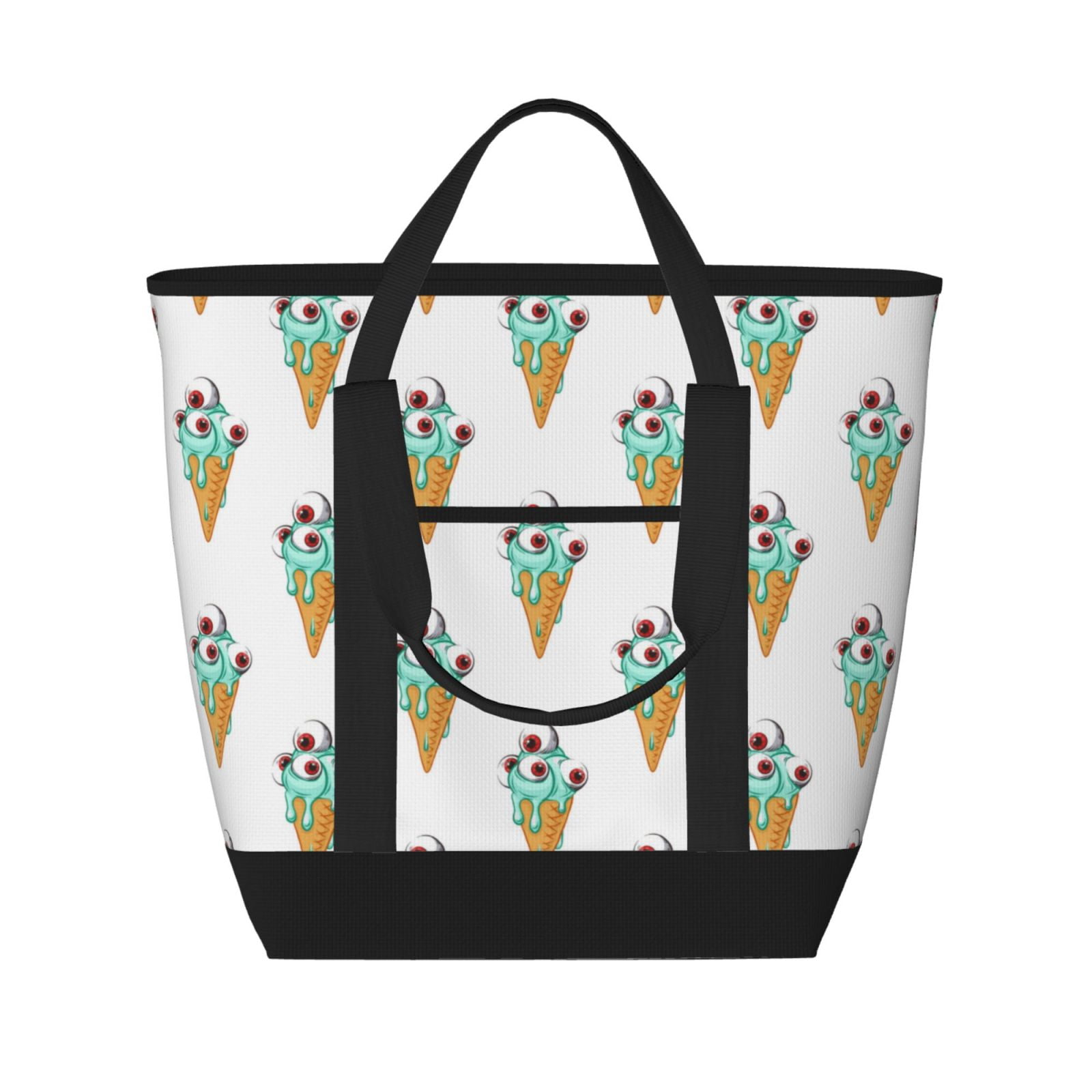 Insulated Cooler Bag - Fun Green Ice Cream Print Large Freezer Cooler ...