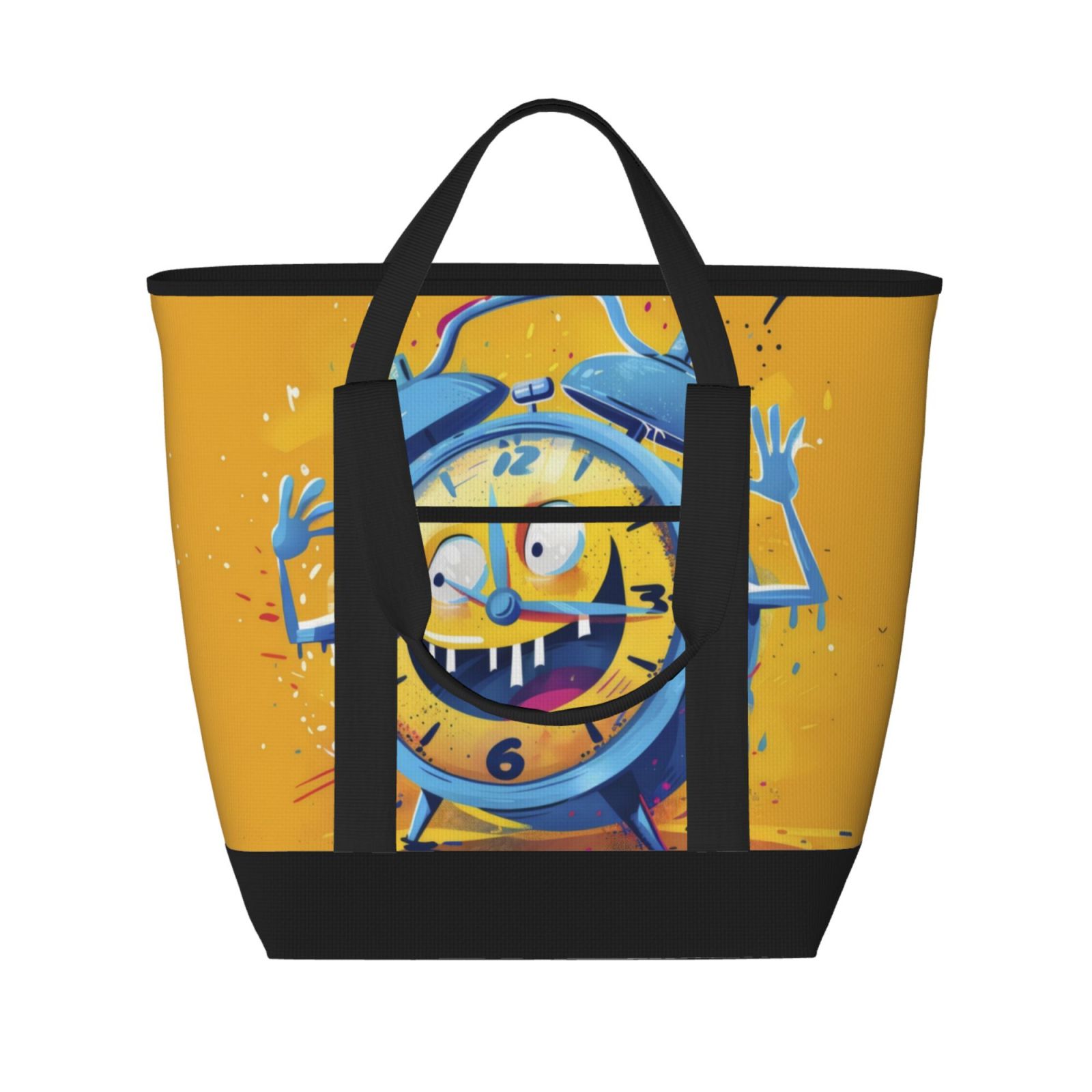 Insulated Cooler Bag - Funny Alarm Clock Illustration Large Freezer ...