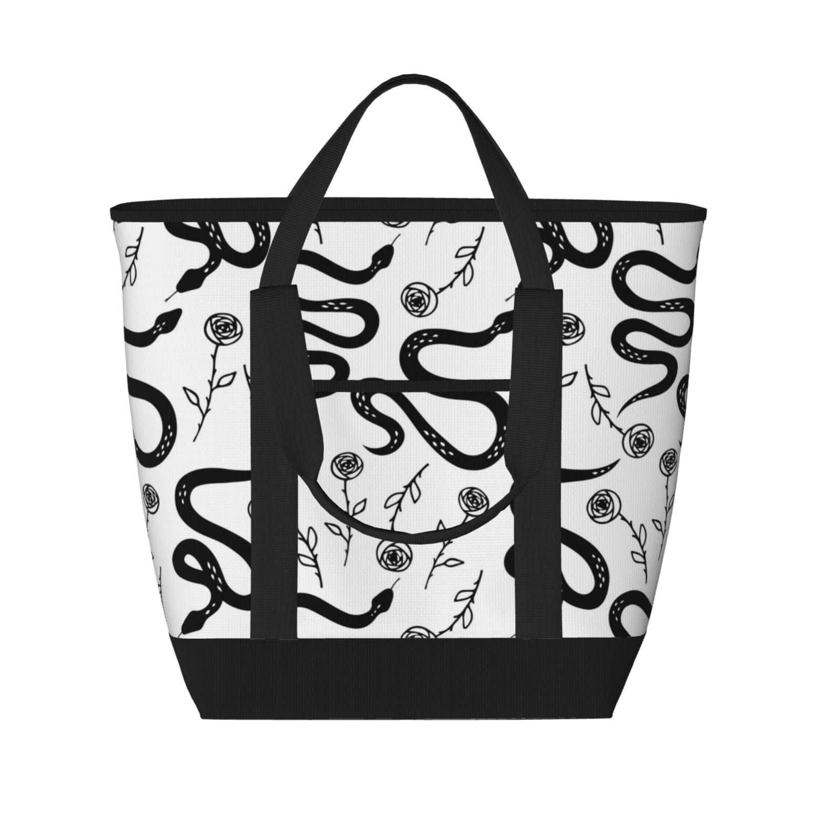 Insulated Cooler Bag, Funny Black Snake Rose Large Freezer Cooler Tote ...