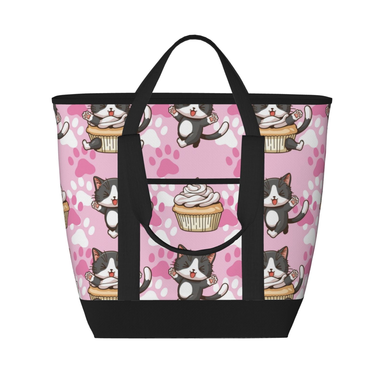 Insulated Cooler Bag - Funny Cute Cat Ice Cream Pink Large Freezer ...