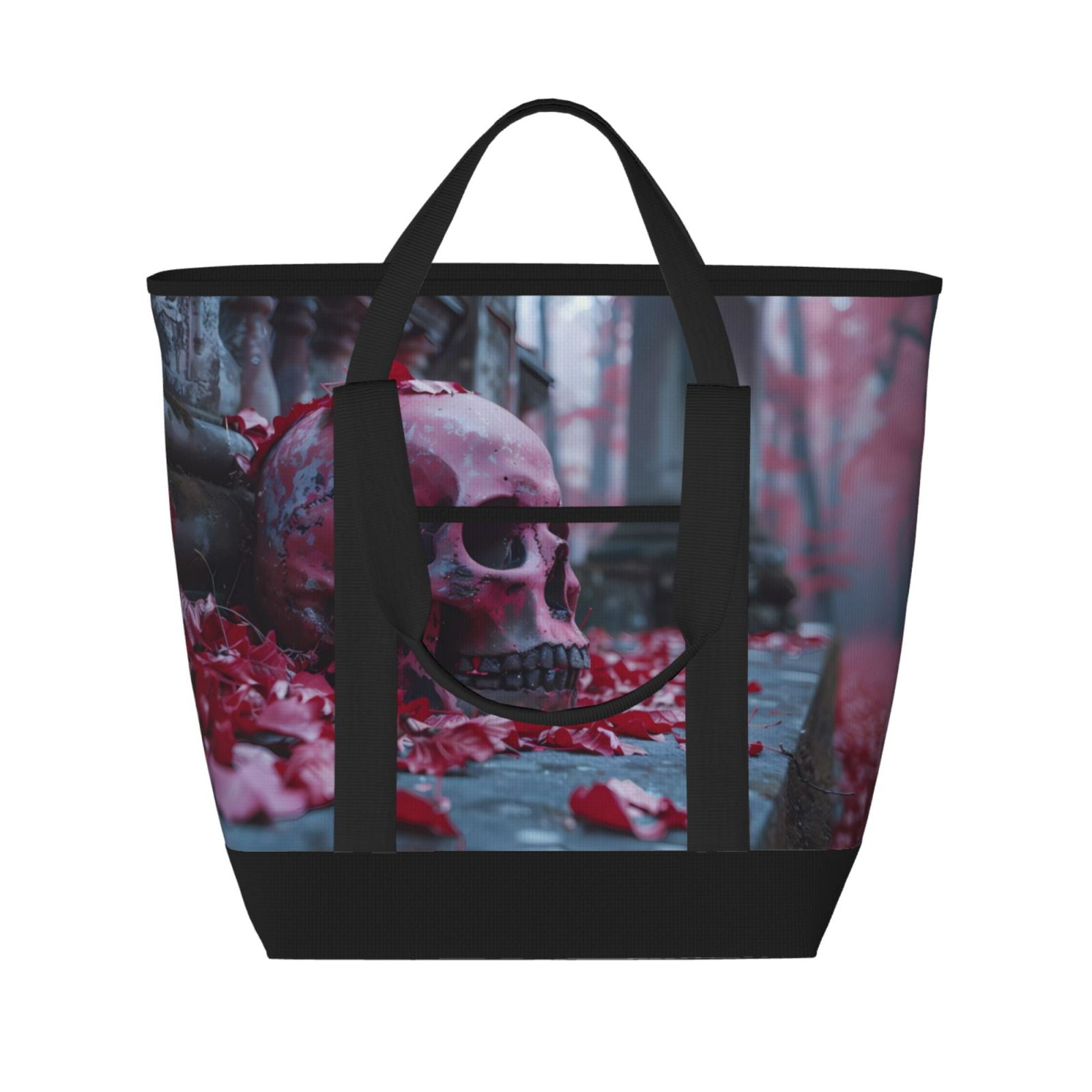 Insulated Cooler Bag, Gothic Red Skull Cemetery Large Freezer Cooler ...