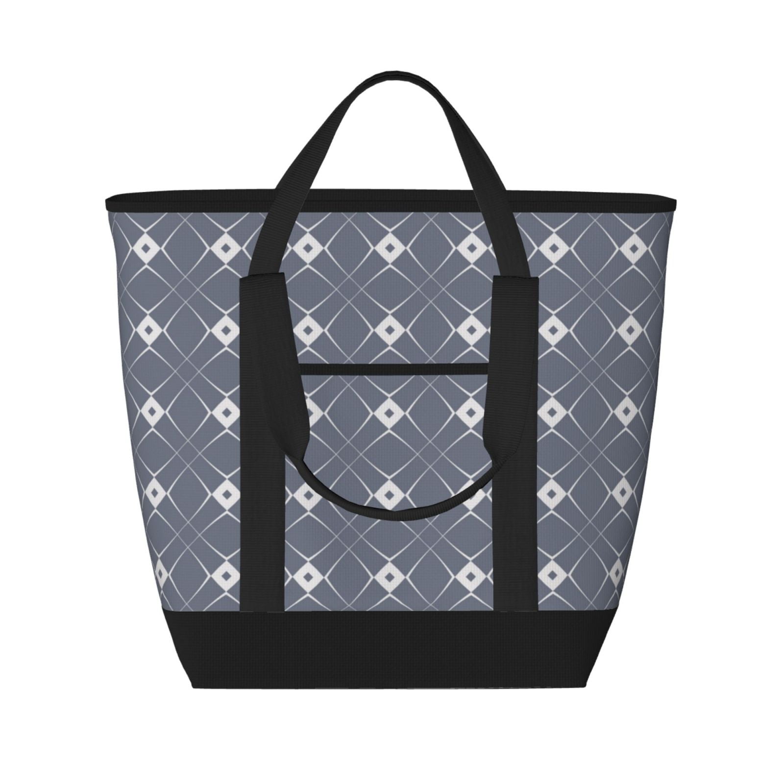 Insulated Cooler Bag - Gray White Geometric Pattern Large Freezer ...