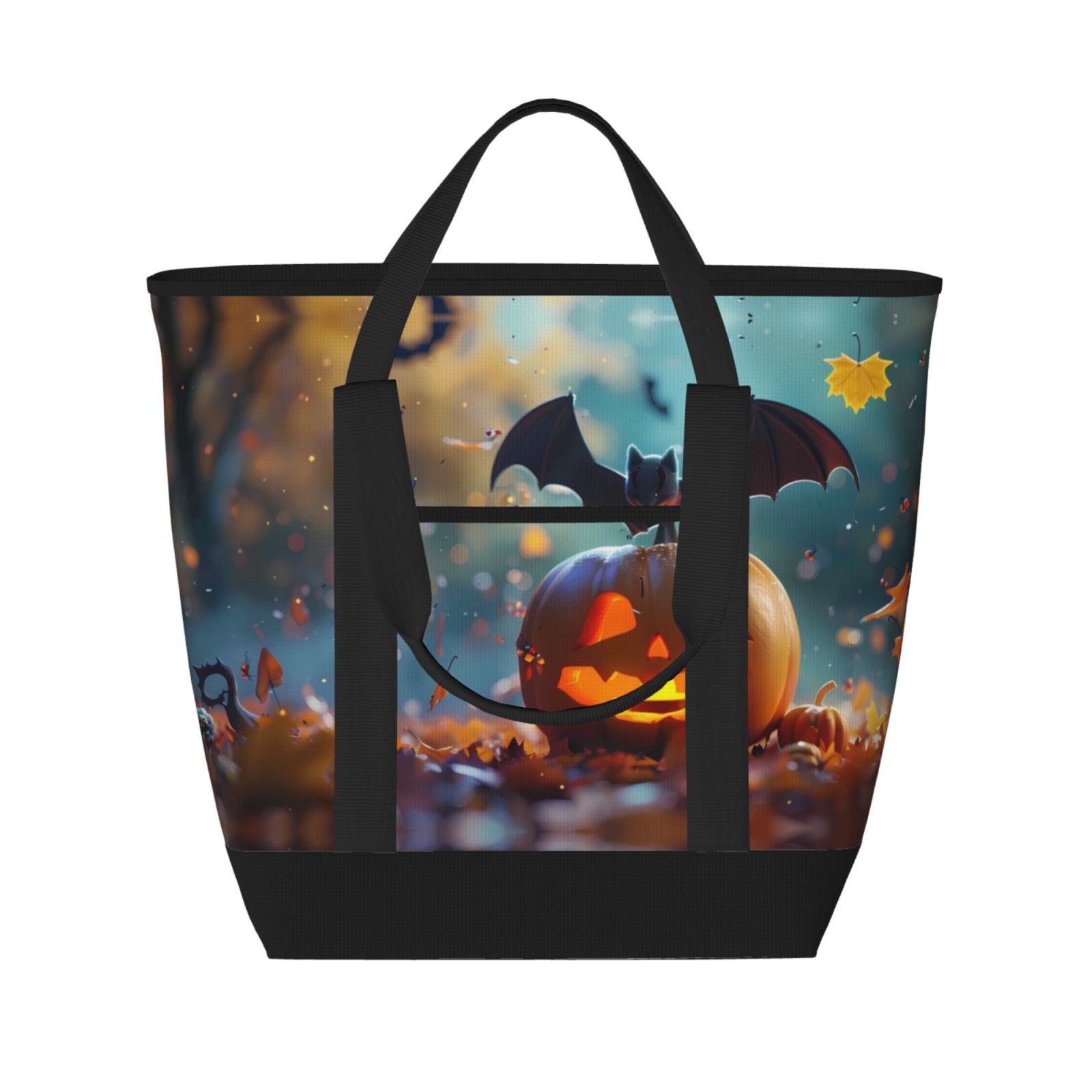 Insulated Cooler Bag Halloween Bat Pumpkin Autumn Large Cooler Tote ...