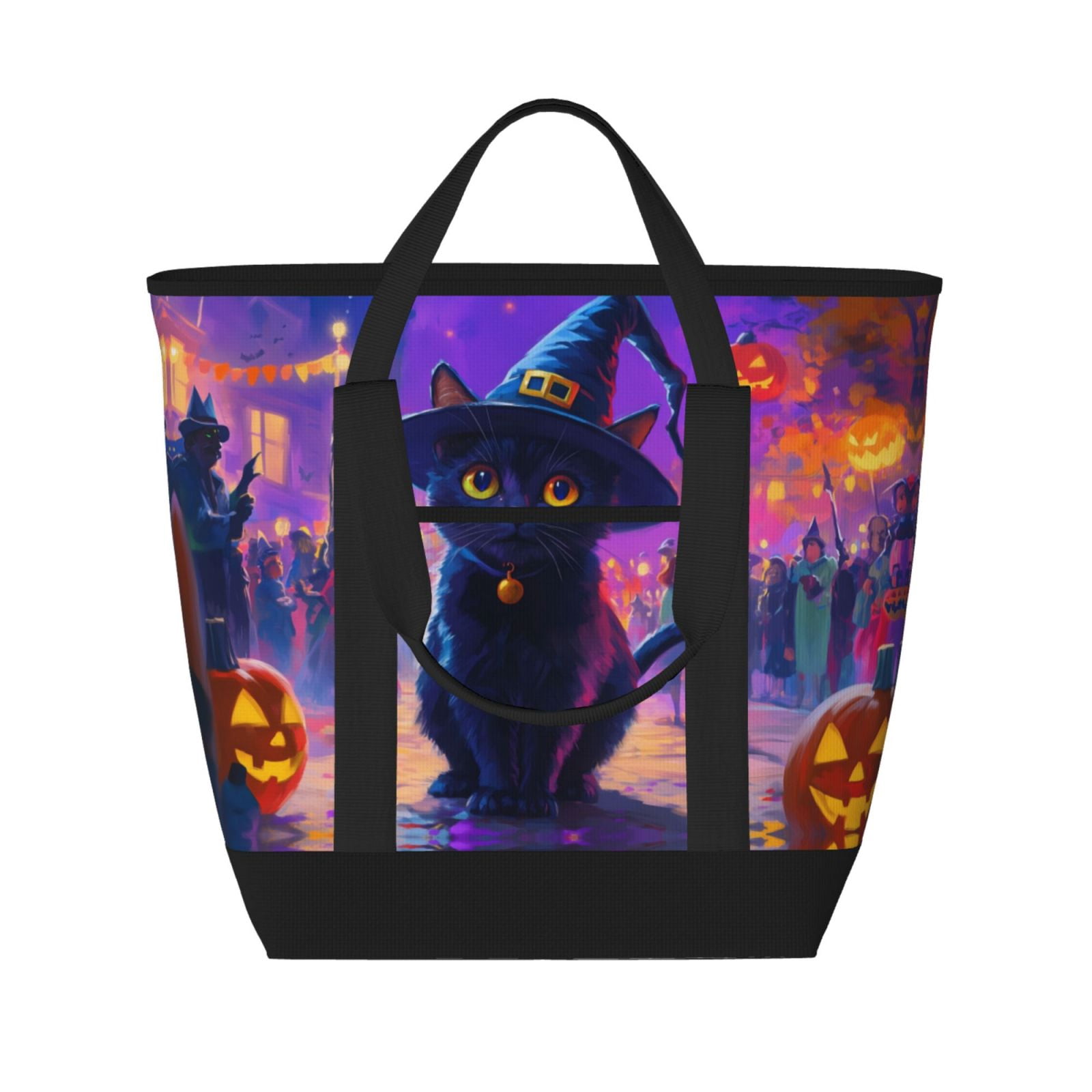 Insulated Cooler Bag - Halloween Cute Black Cat Witch Hat Large Freezer ...