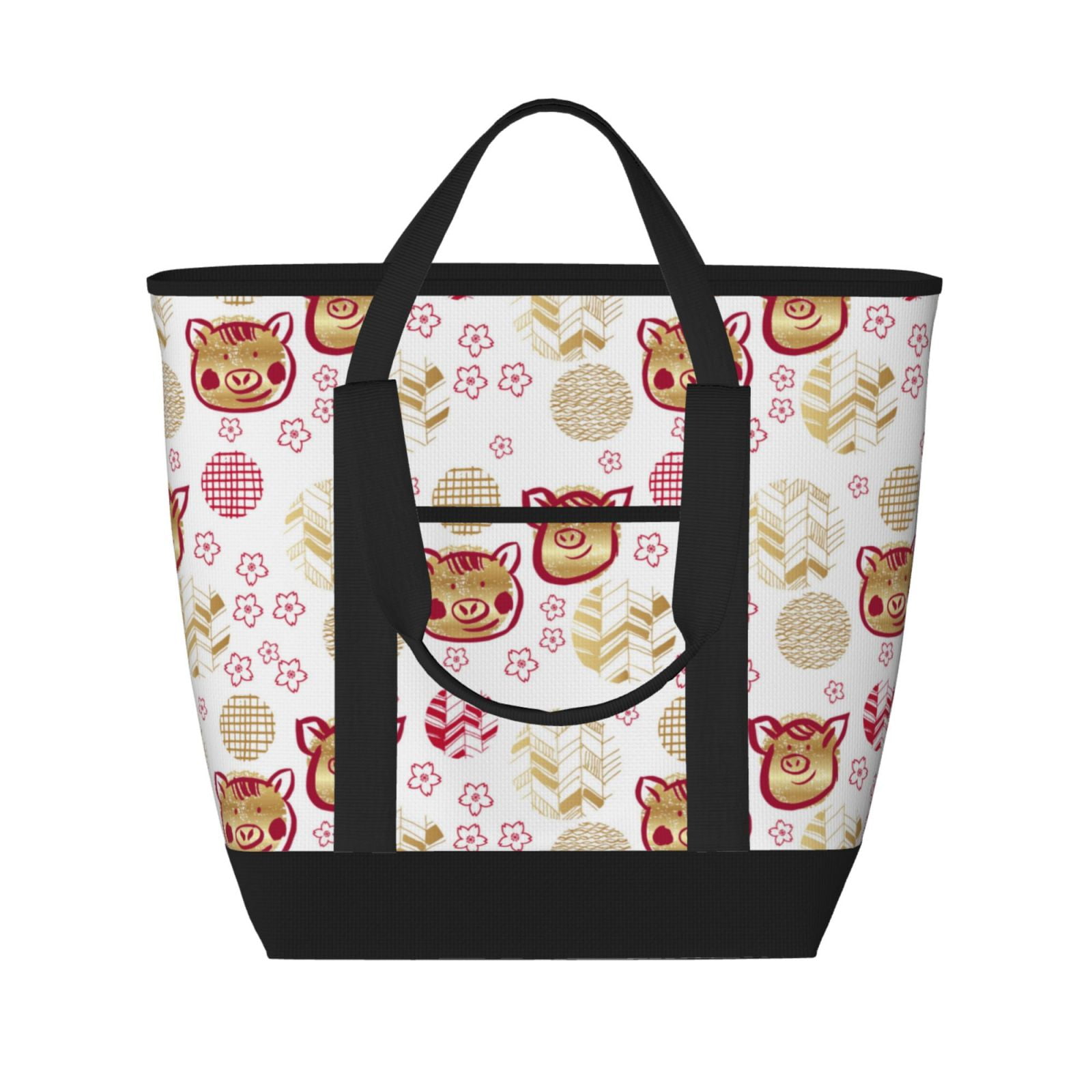 Insulated Cooler Bag - Hand Drawn Cartoon Cute Pig Large Freezer Cooler ...