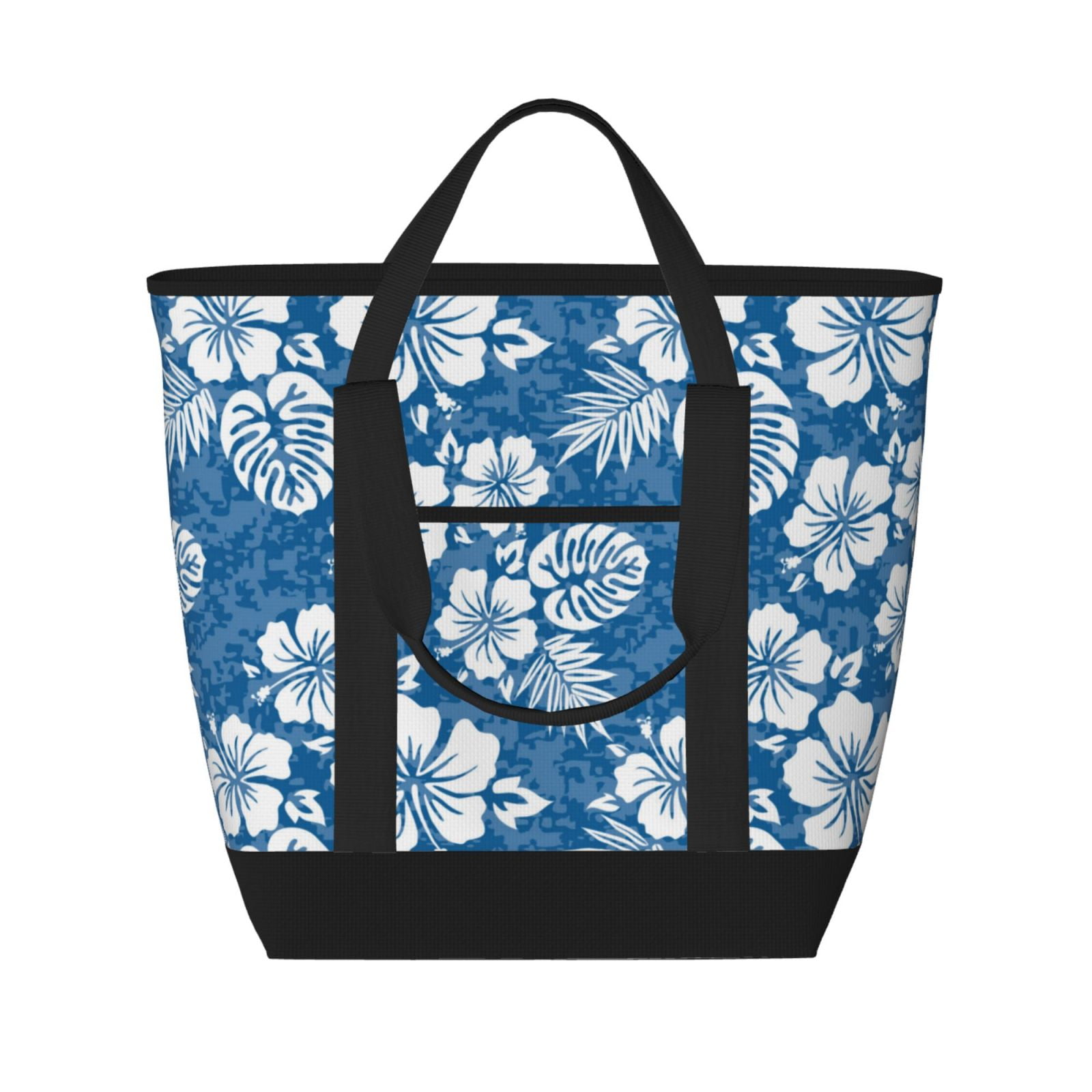 Insulated Cooler Bag, Hawaiian Style White Blue Large Freezer Cooler ...