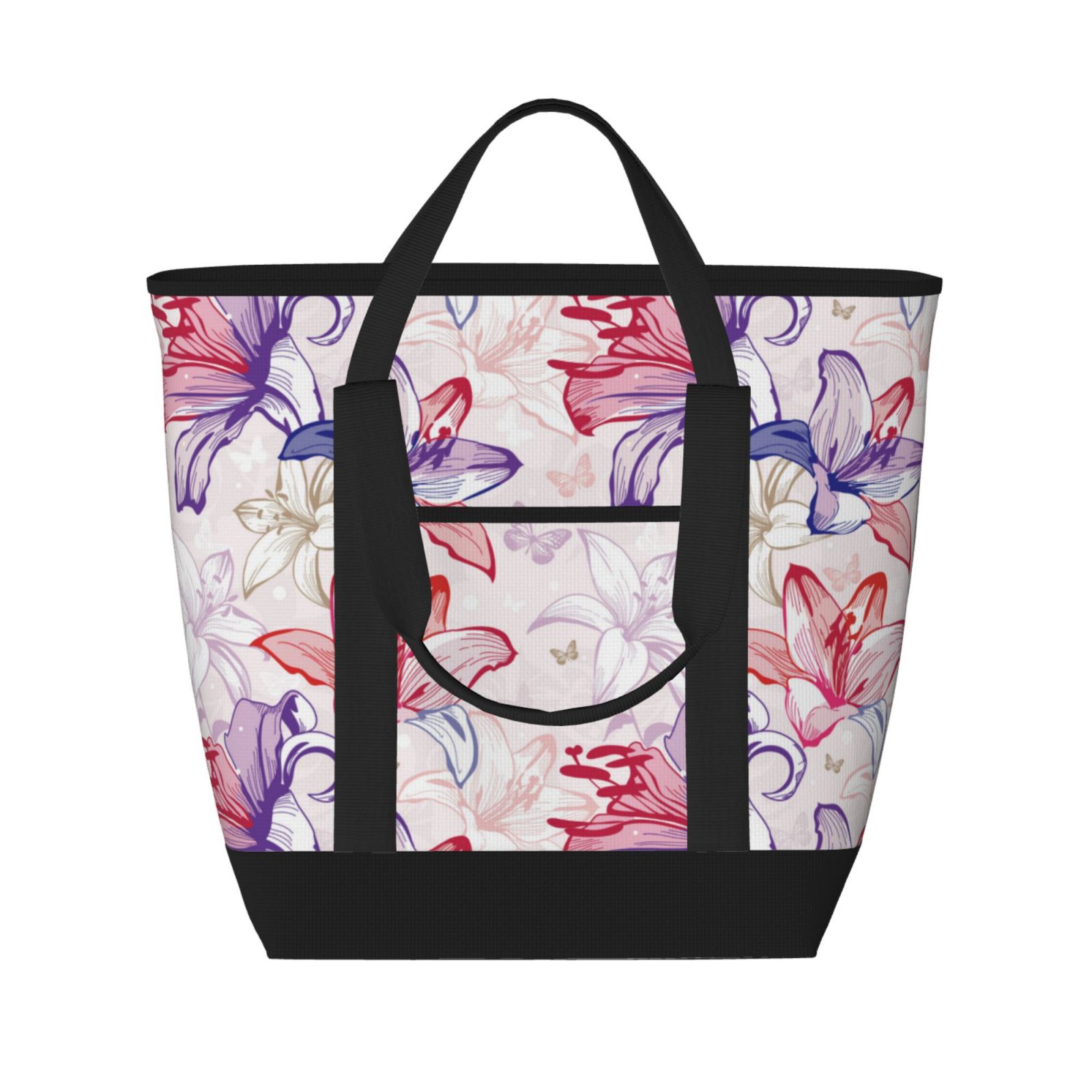 Insulated Cooler Bag - Lilies Flowers Colorful Large Freezer Cooler ...