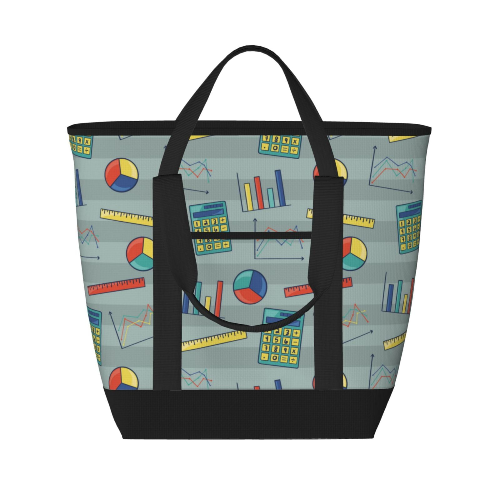 Insulated Cooler Bag - Math Print ruler calculator Large Freezer Cooler ...