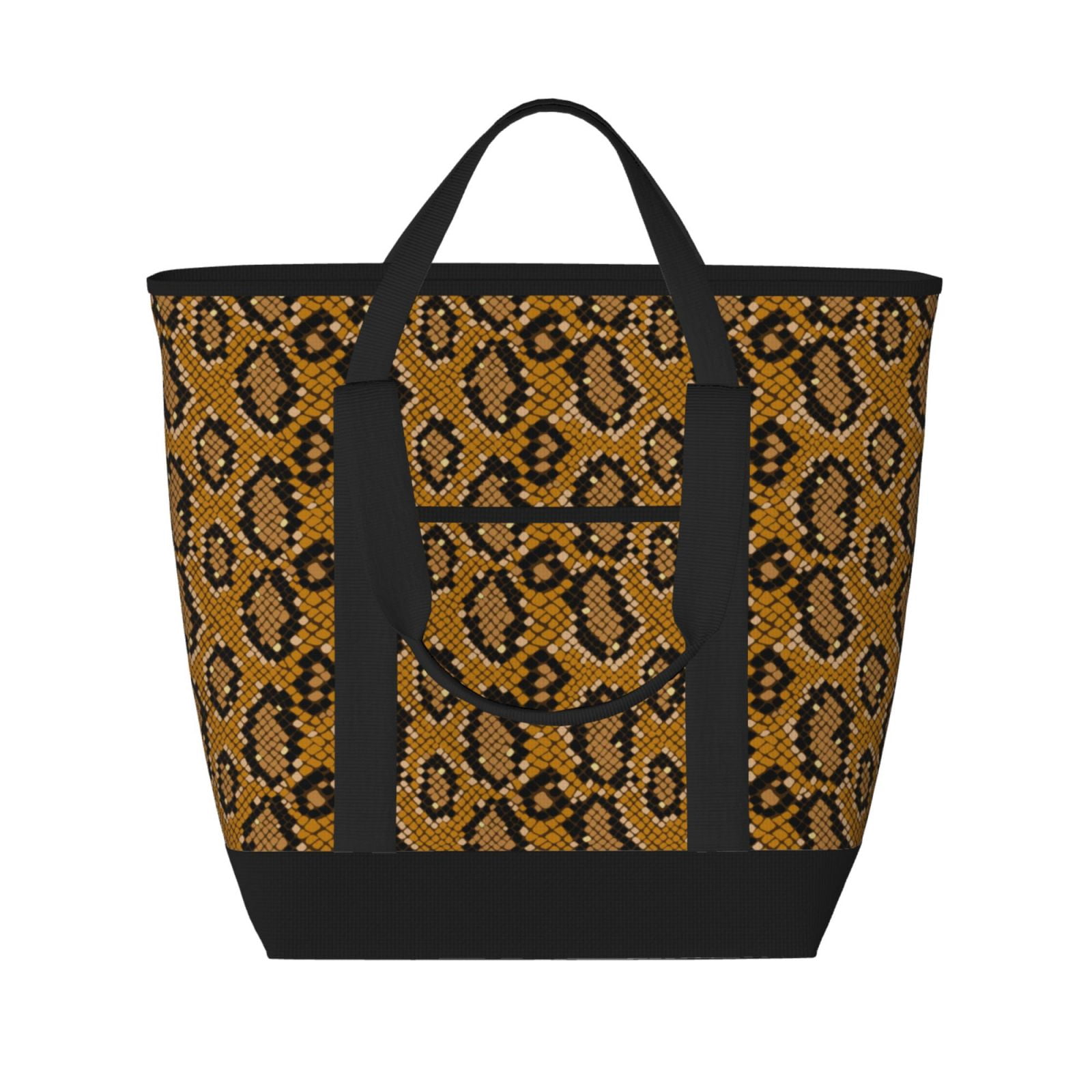 Insulated Cooler Bag - Modern Snake Pattern Yellow Large Freezer Cooler ...