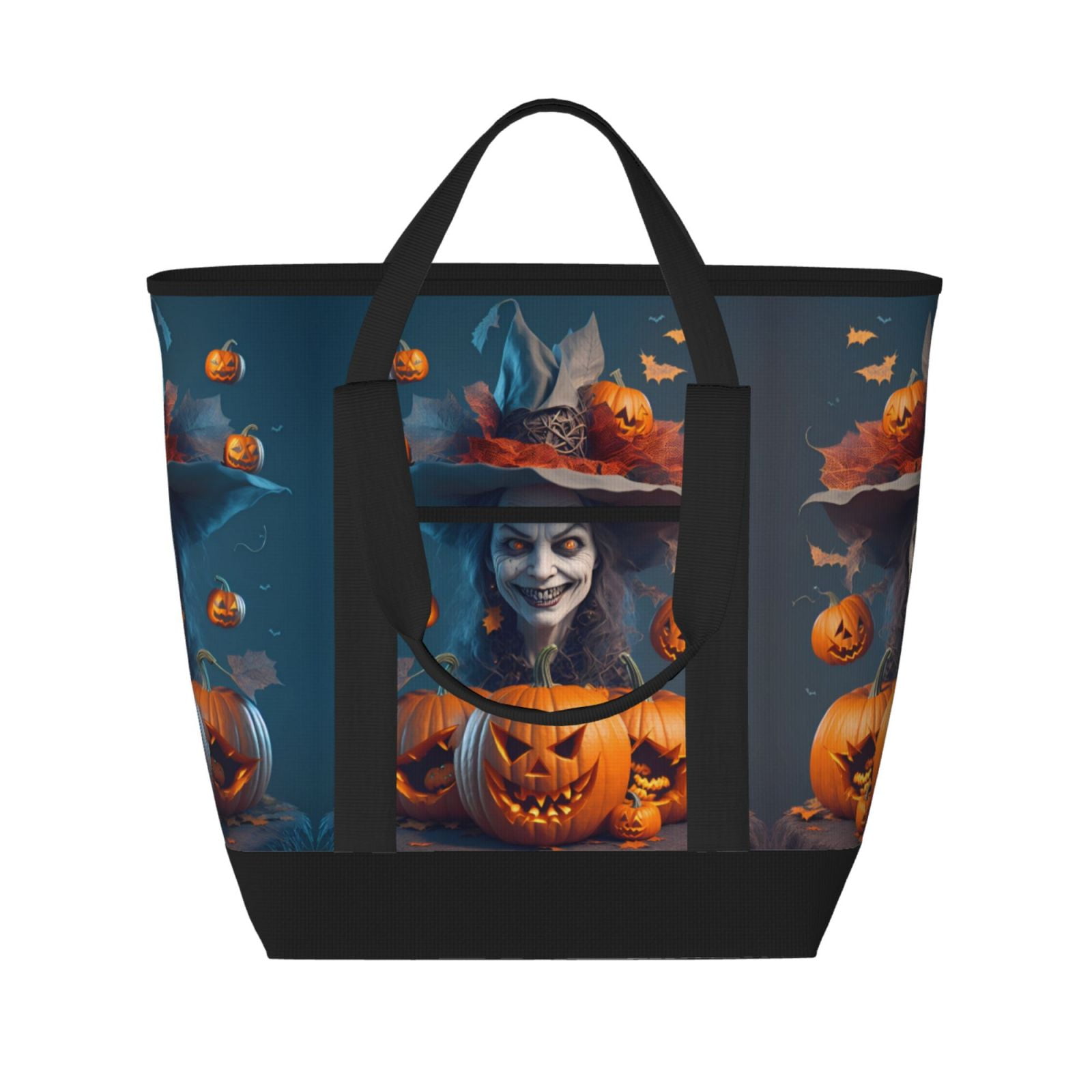 Insulated Cooler Bag - Modern Style Pumpkin Witch Large Freezer Cooler ...
