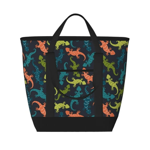 Insulated Cooler Bag - Multicolor Cute Lizard Gecko Large Freezer ...