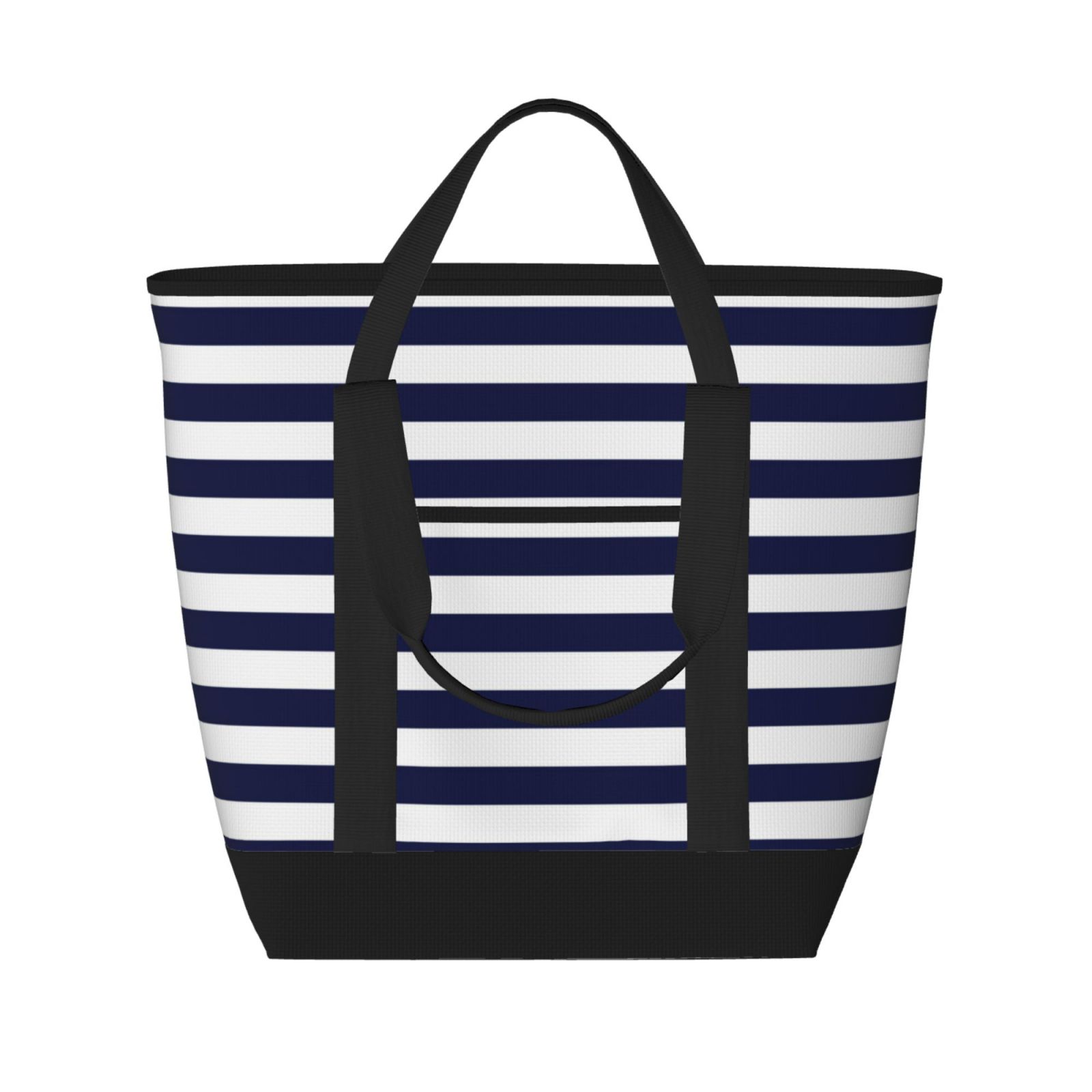 Insulated Cooler Bag - Navy Blue And White Stripes Large Freezer Cooler ...