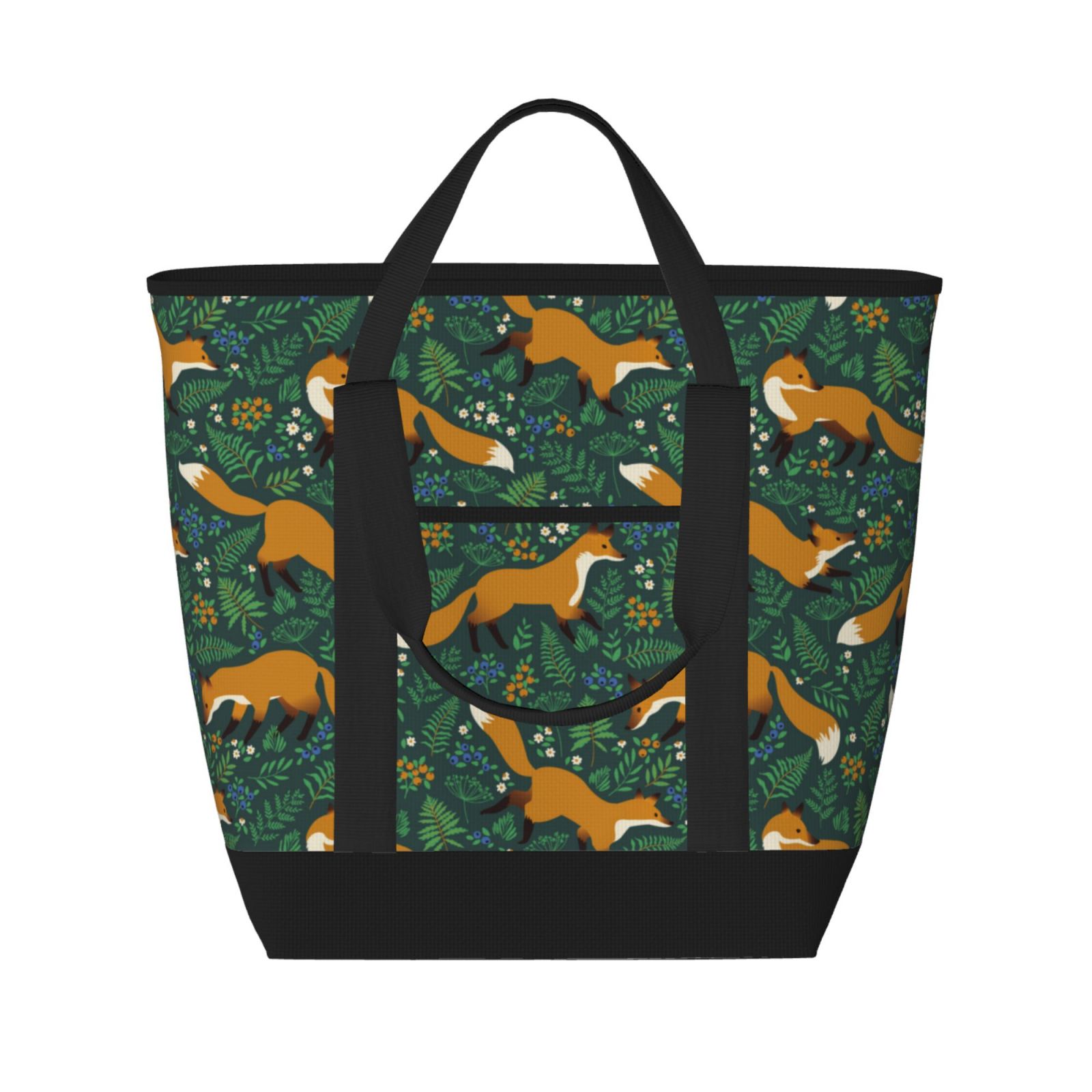 Insulated Cooler Bag - Orange Fox Greenery Large Freezer Cooler Tote ...