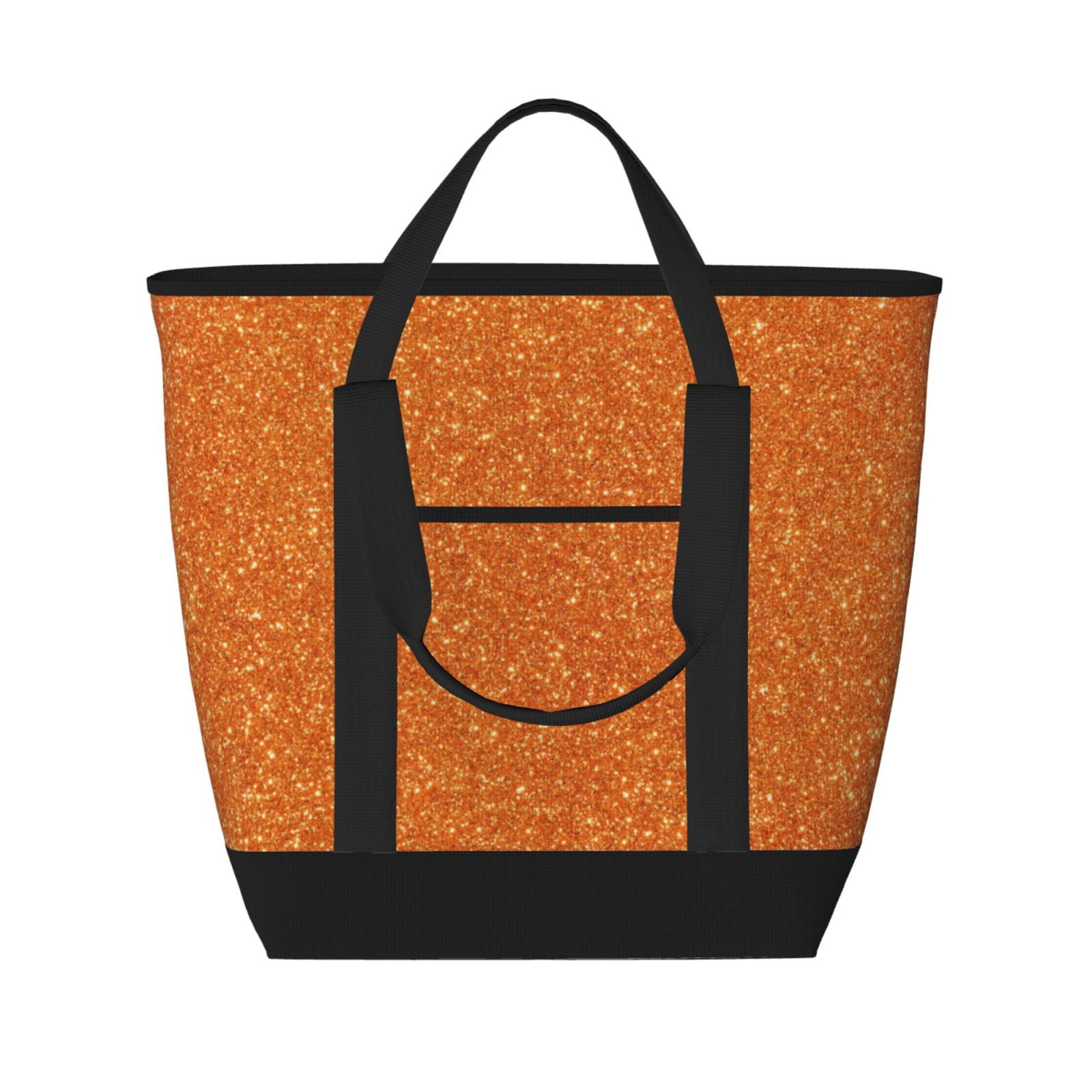 Insulated Cooler Bag - Orange Glitter Large Freezer Cooler Tote Bags ...