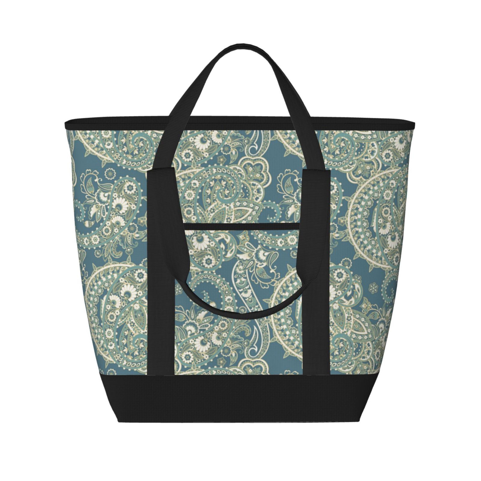 Insulated Cooler Bag - Paisley Green Large Freezer Cooler Tote Bags ...