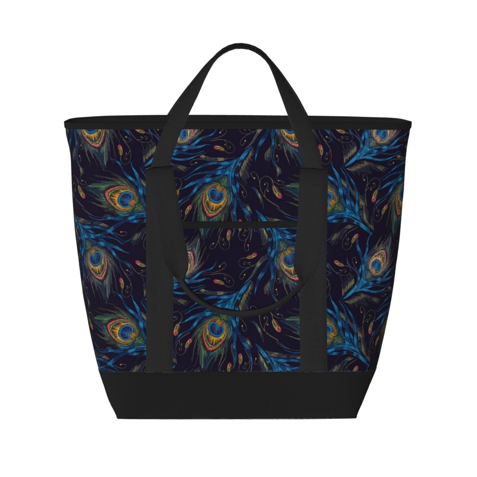Insulated Cooler Bag - Peacock Feathers Large Freezer Cooler Tote Bags ...