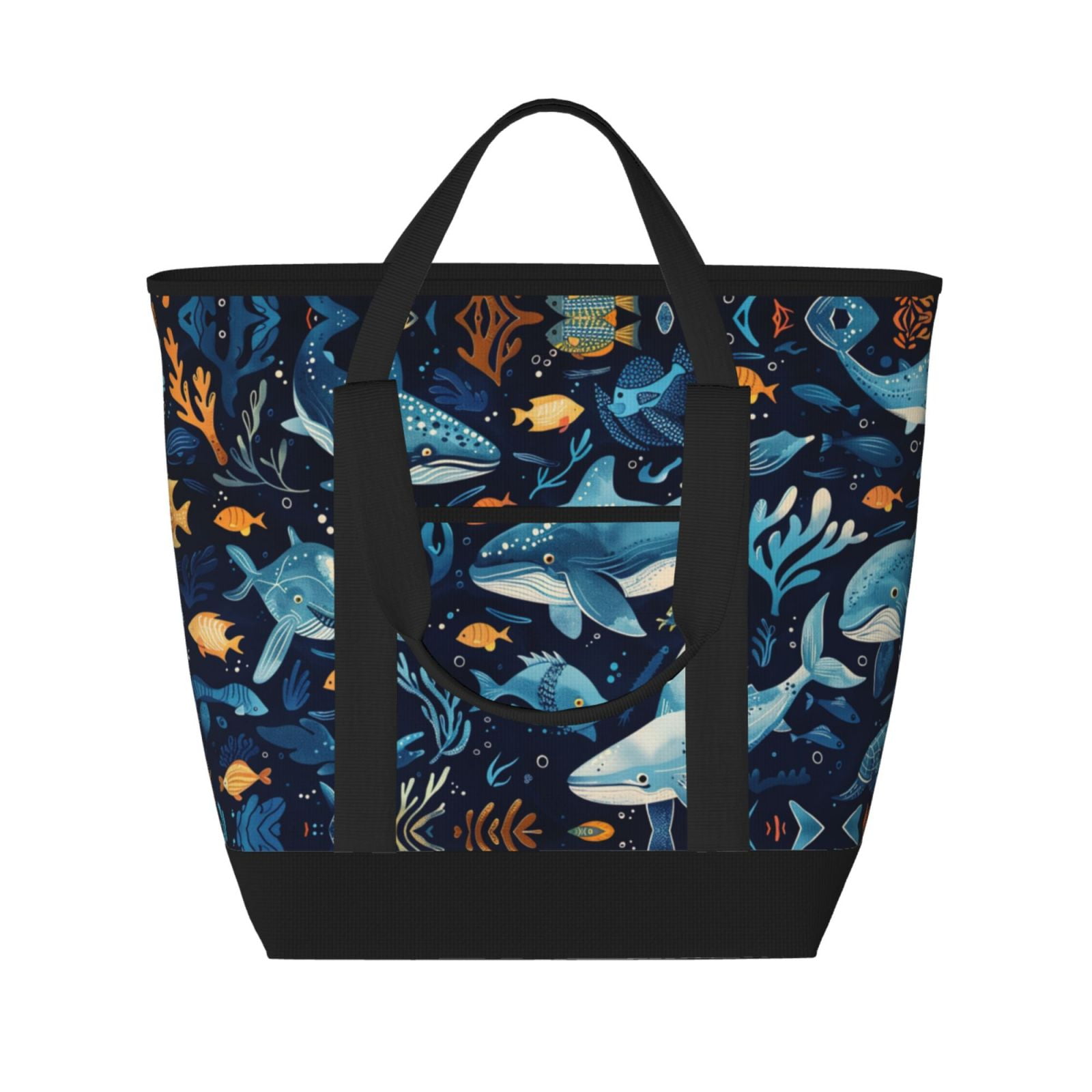 Insulated Cooler Bag - Playful Whales Underwater Scene Large Freezer ...