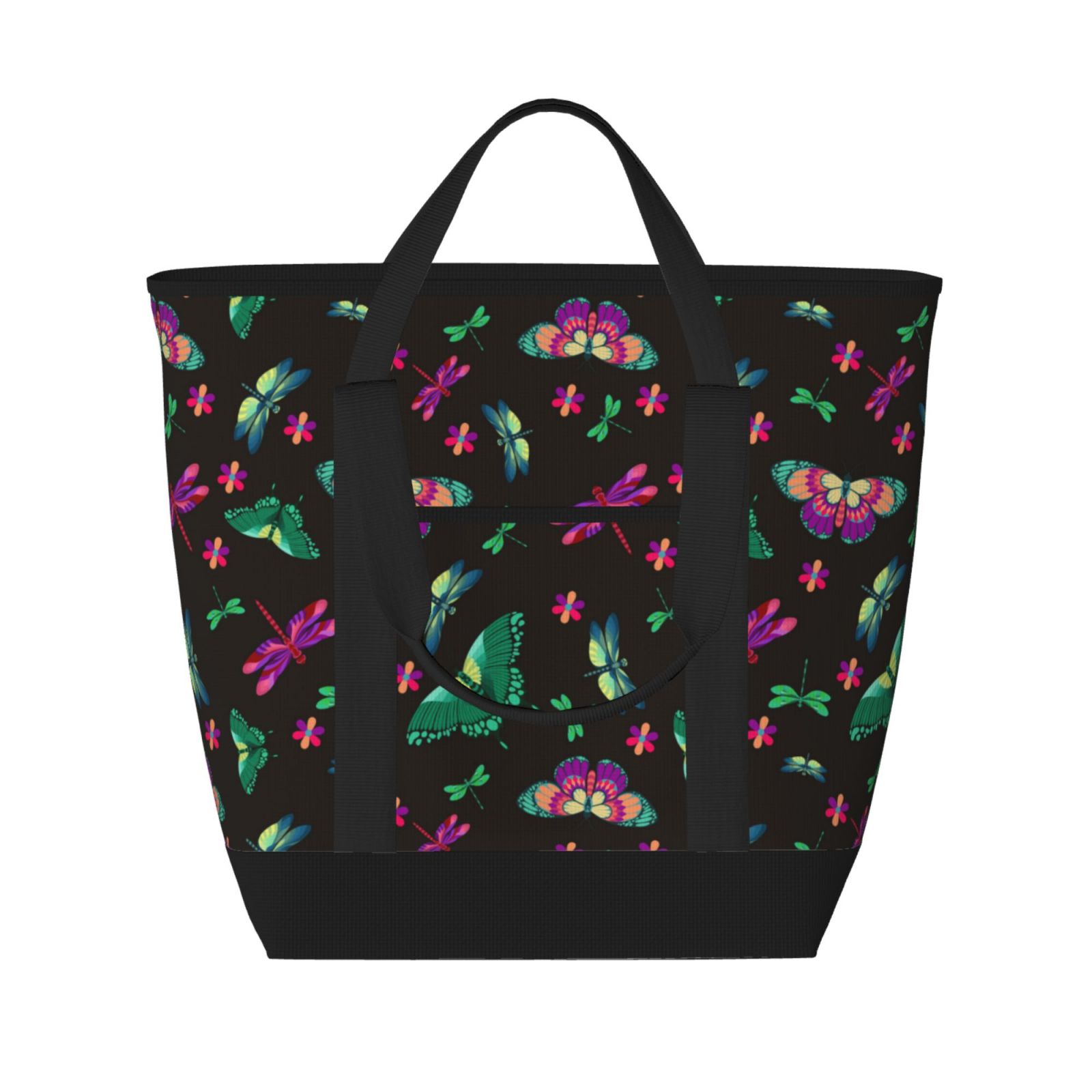 Insulated Cooler Bag - Purple Green Dragonfly Butterfly Large Freezer ...