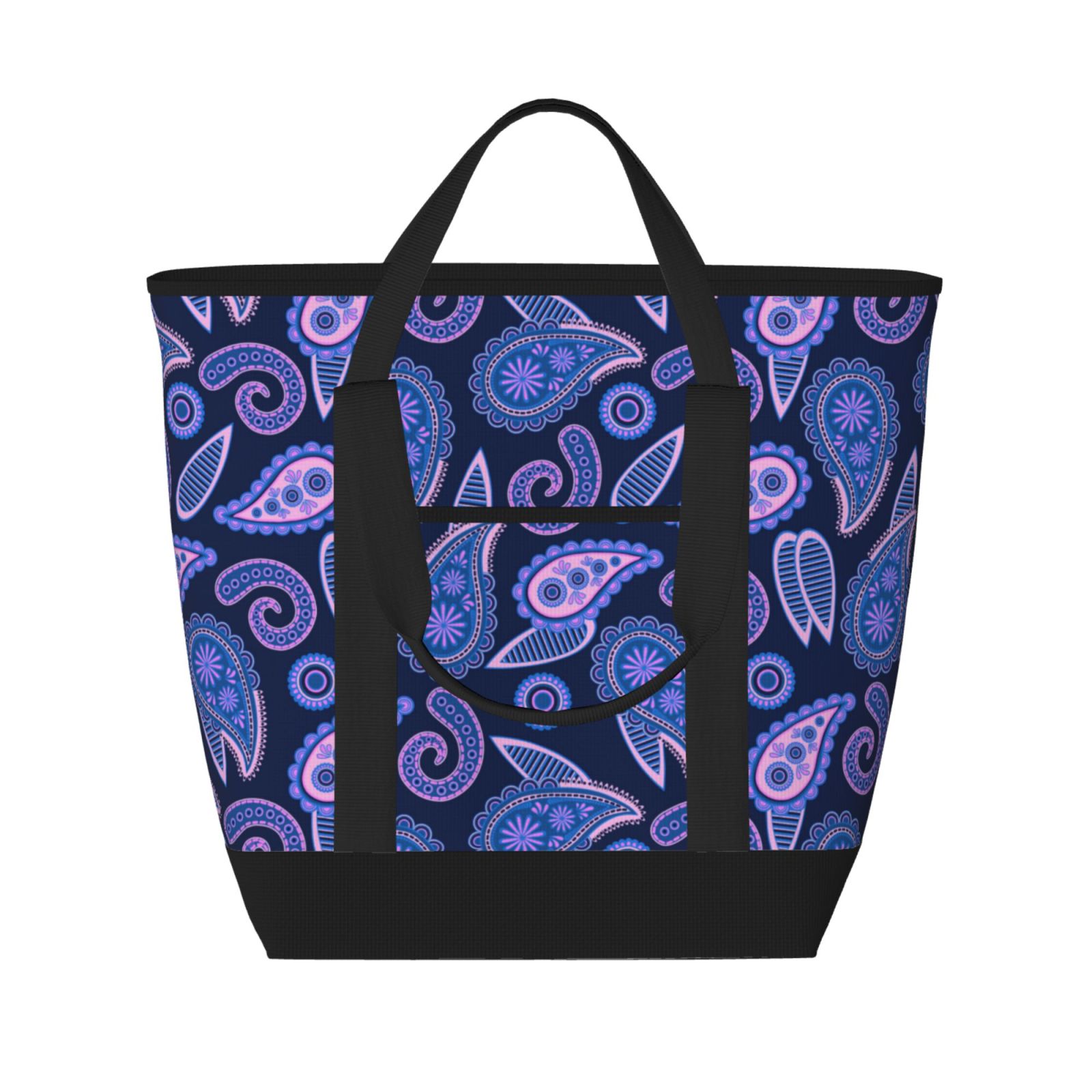 Insulated Cooler Bag, Purple Paisley Large Freezer Cooler Tote Bags ...