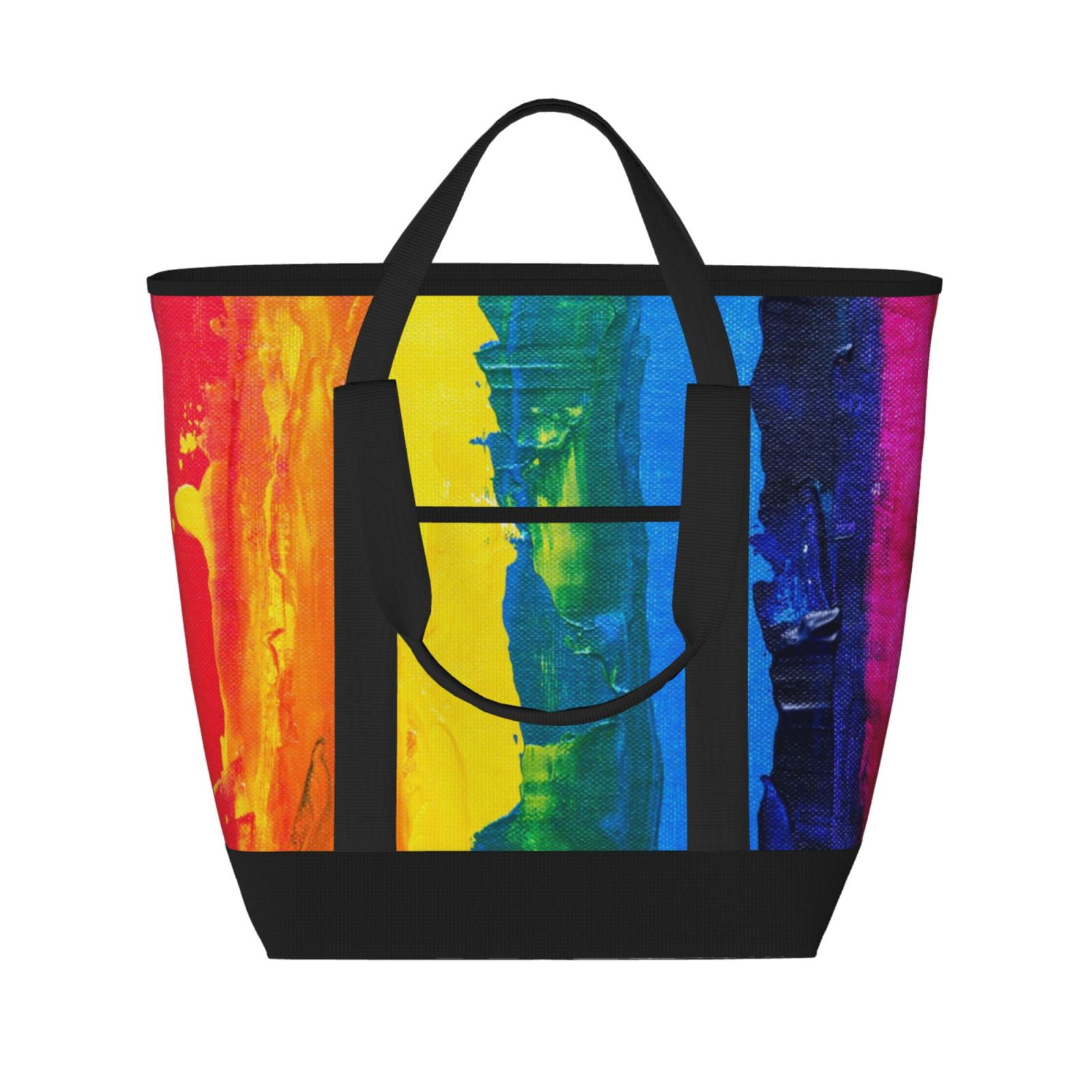 Insulated Cooler Bag, Rainbow Colored Large Freezer Cooler Tote Bags ...