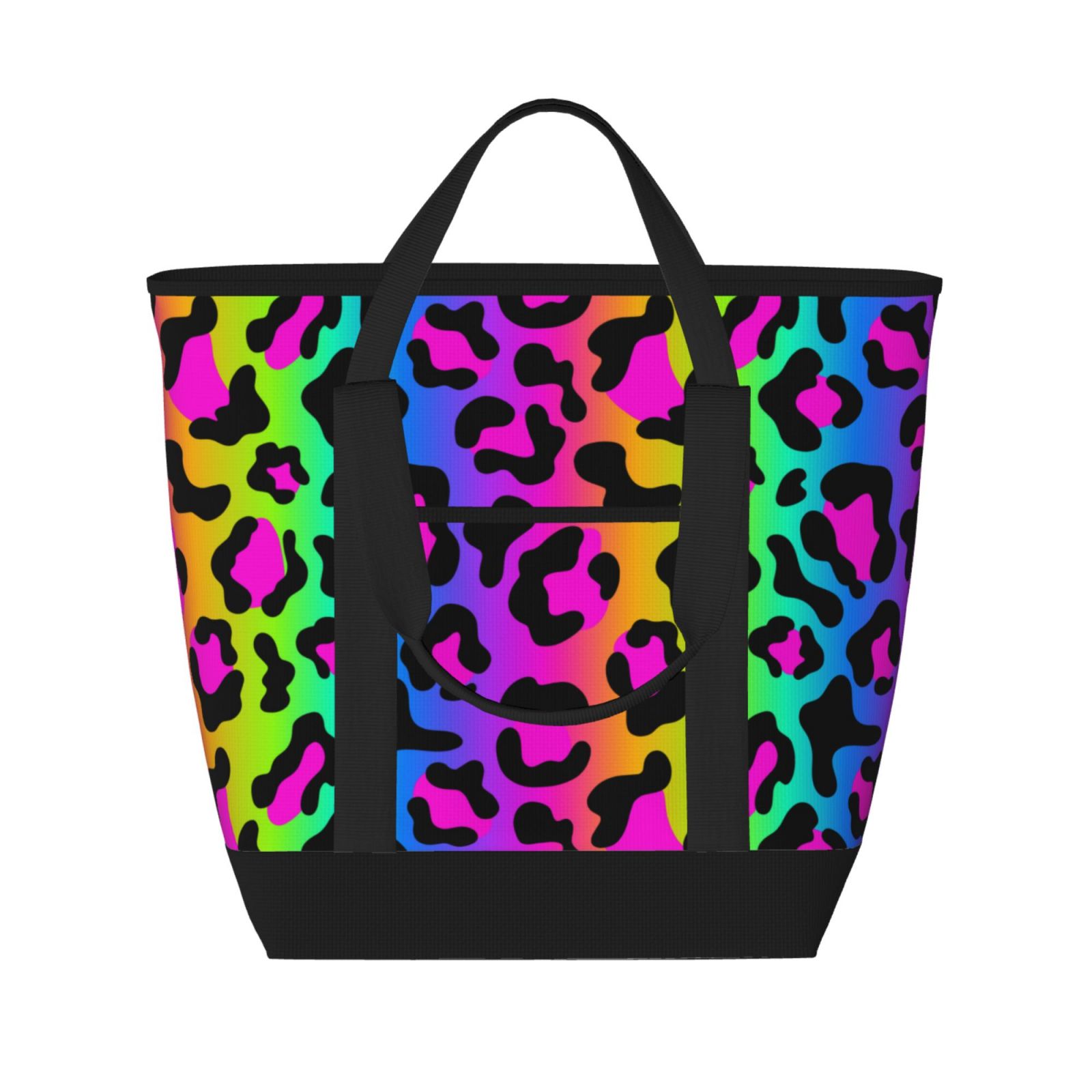 Insulated Cooler Bag, Rainbow leopard bright Large Freezer Cooler Tote ...
