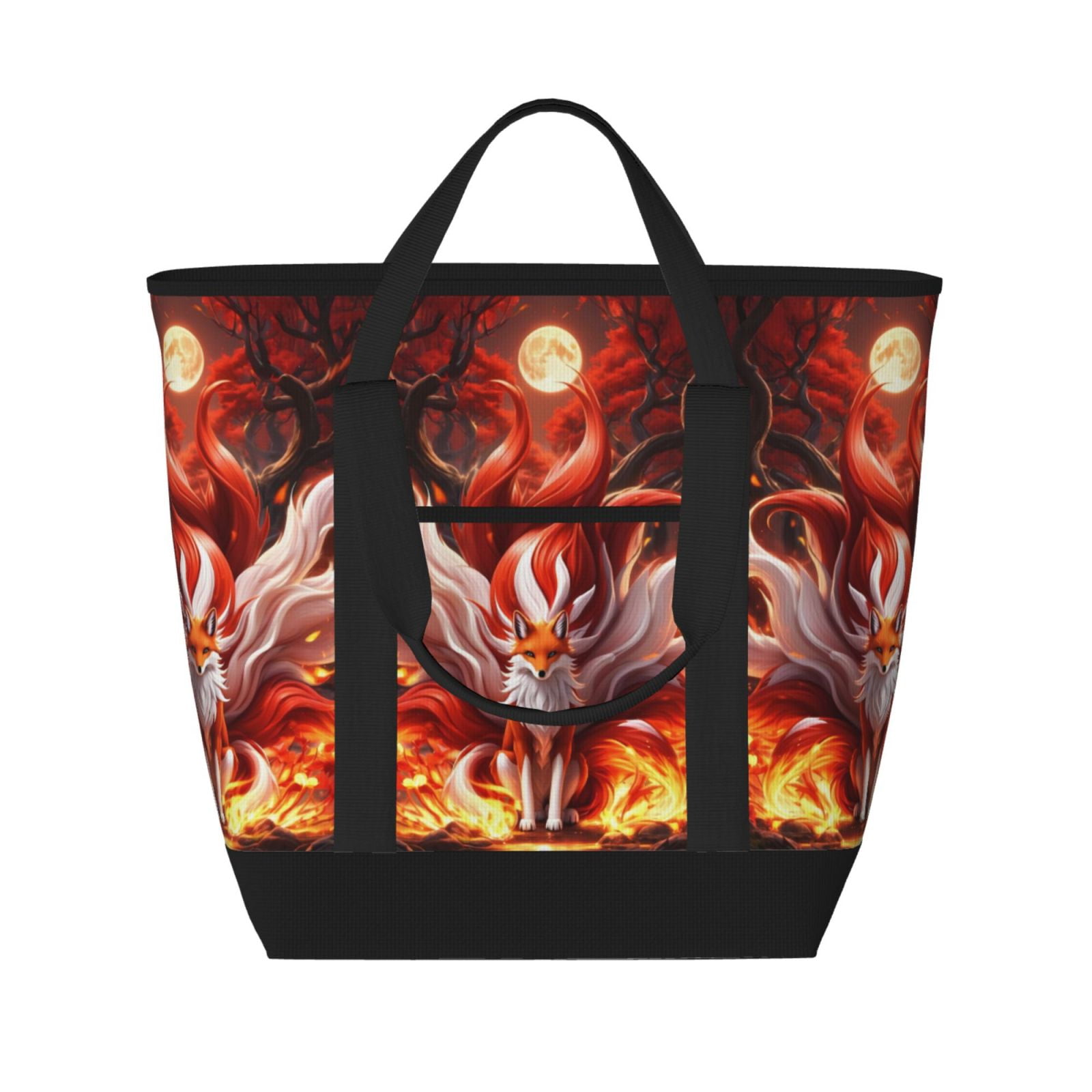Insulated Cooler Bag - Red Leaf Flame Fox Large Freezer Cooler Tote ...