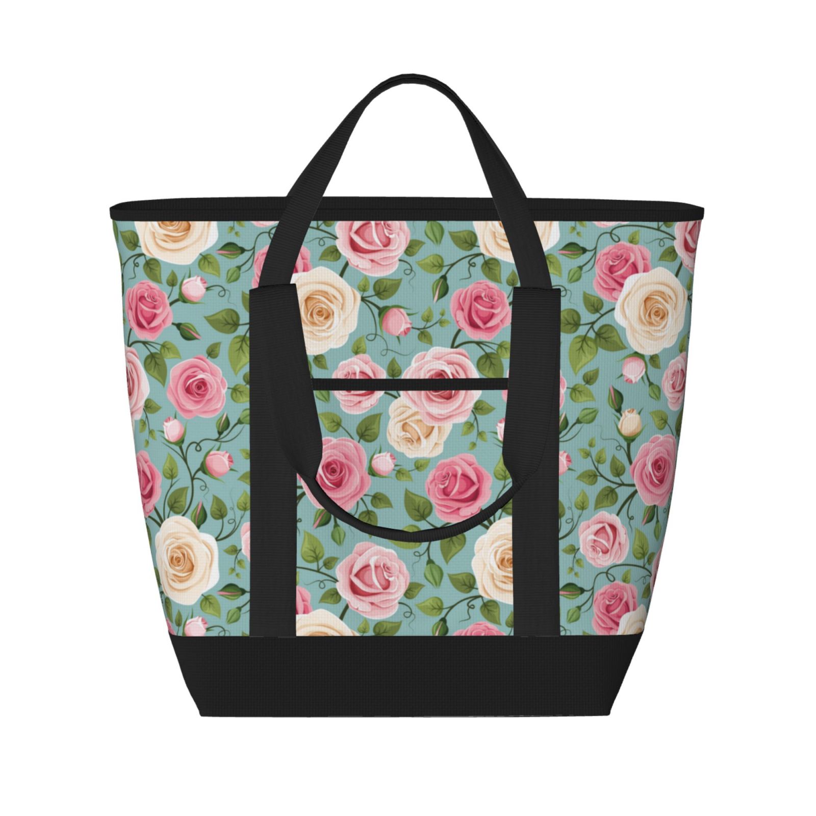 Insulated Cooler Bag - Rose Flowers Temg Large Freezer Cooler Tote Bags ...