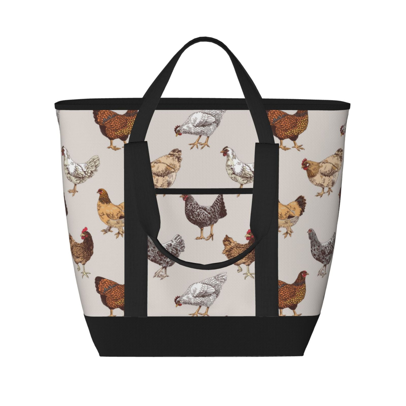 Insulated Cooler Bag, Rustic Cute Chicken Large Freezer Cooler Tote ...