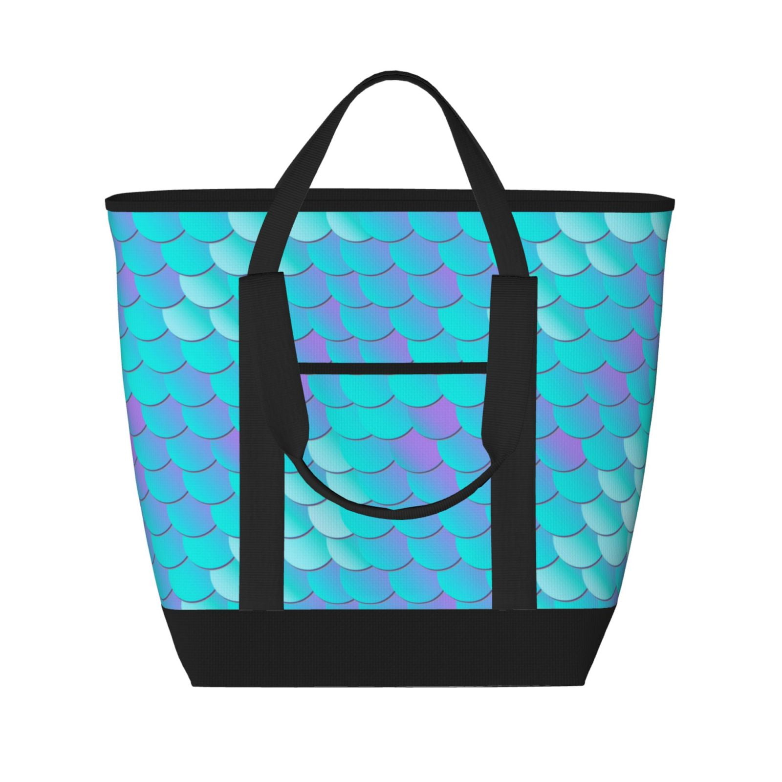 Insulated Cooler Bag - Sequins texture blue fish scale Large Freezer ...