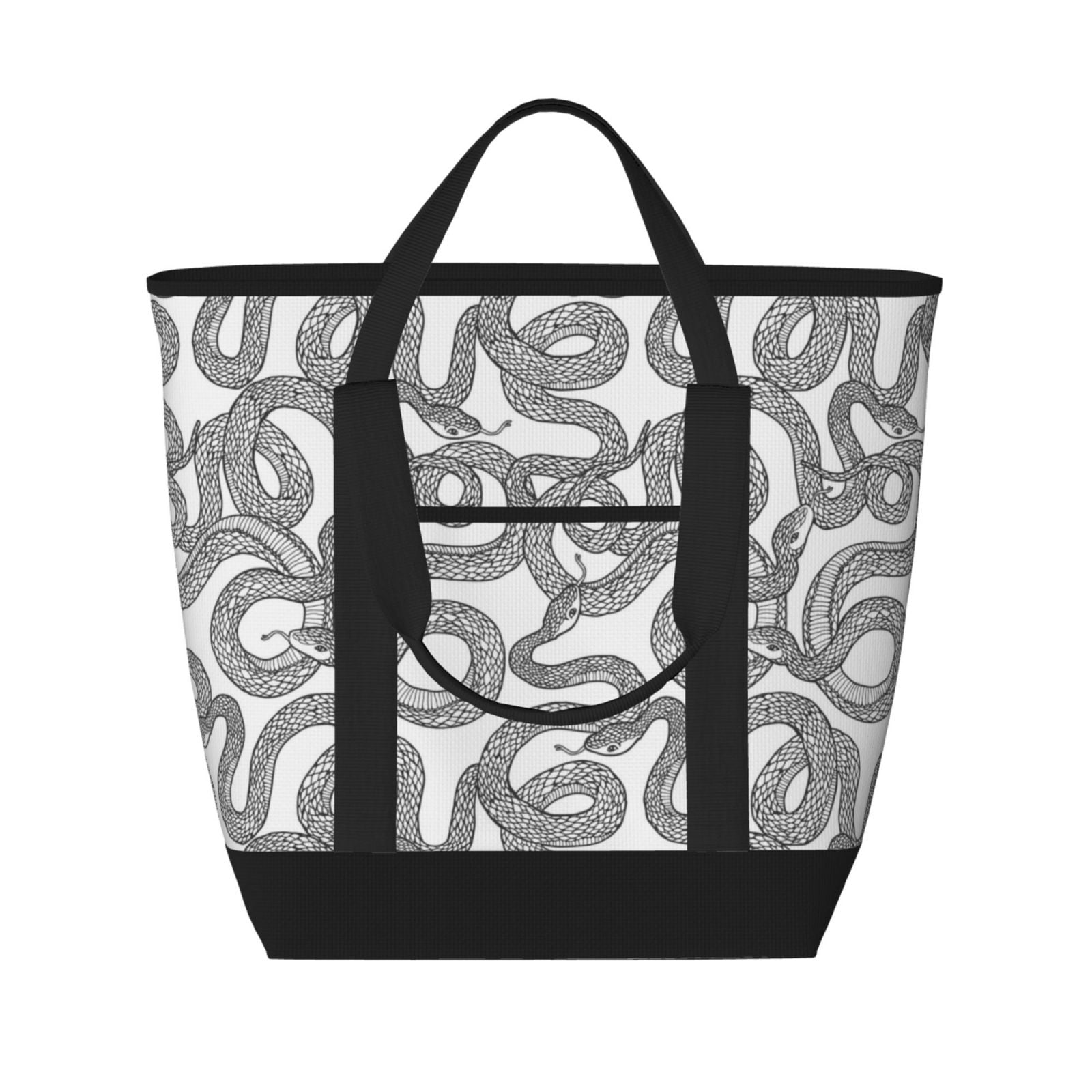 Insulated Cooler Bag, Simple Black Lines Cute Snake Large Freezer ...
