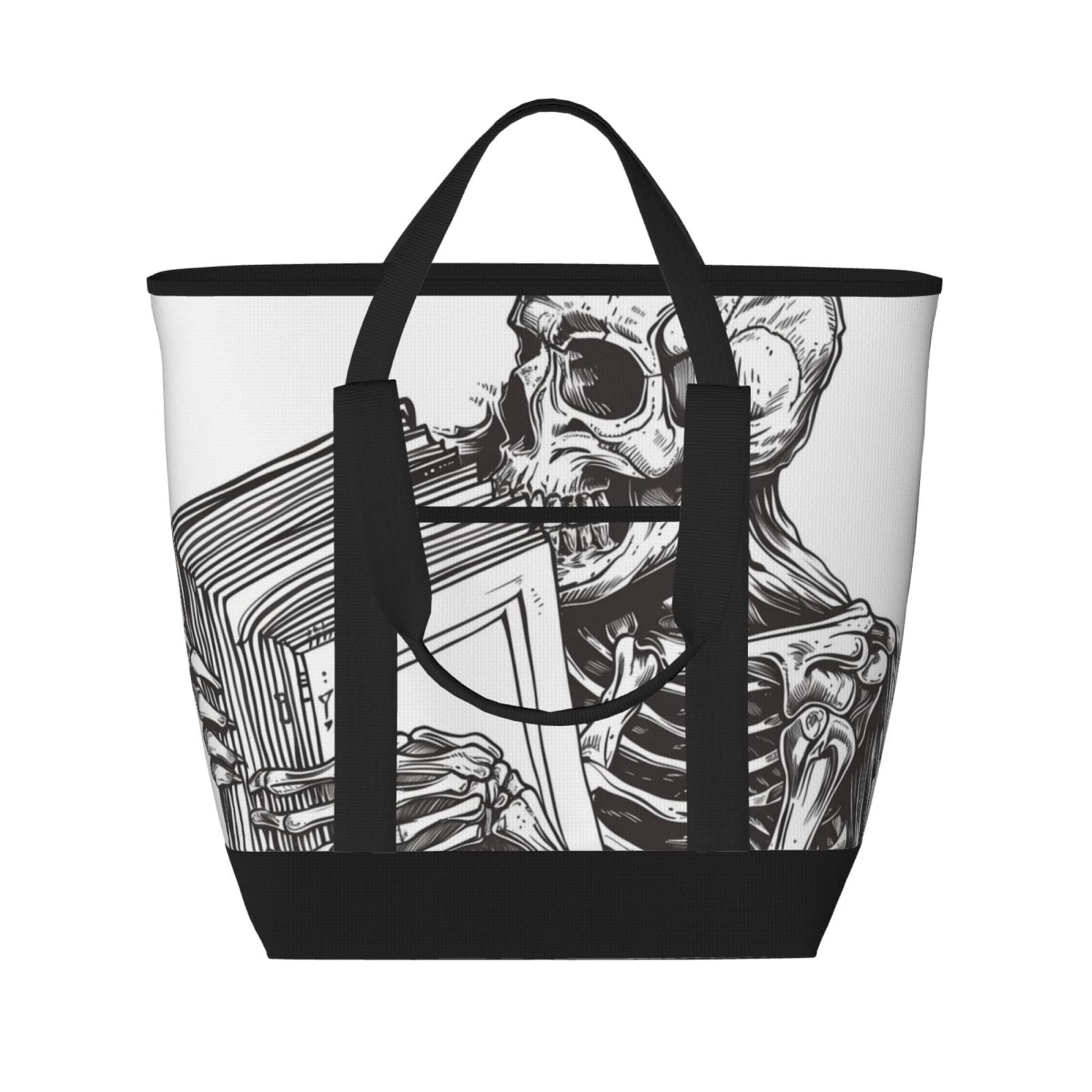 Insulated Cooler Bag - Skeleton Book Lover Large Freezer Cooler Tote ...