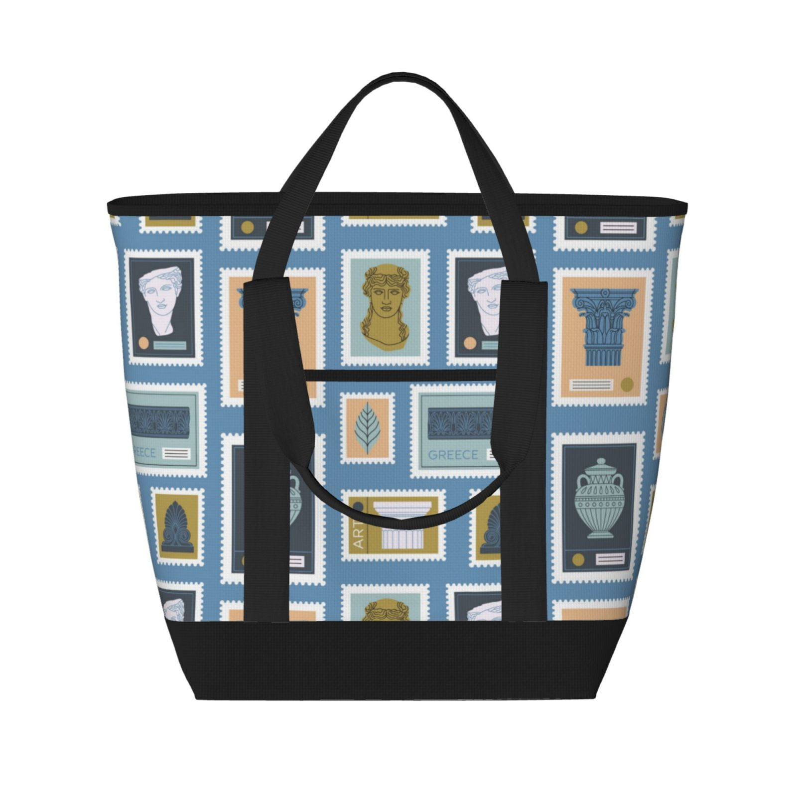 Insulated Cooler Bag - Stamp Pattern blue Large Freezer Cooler Tote ...
