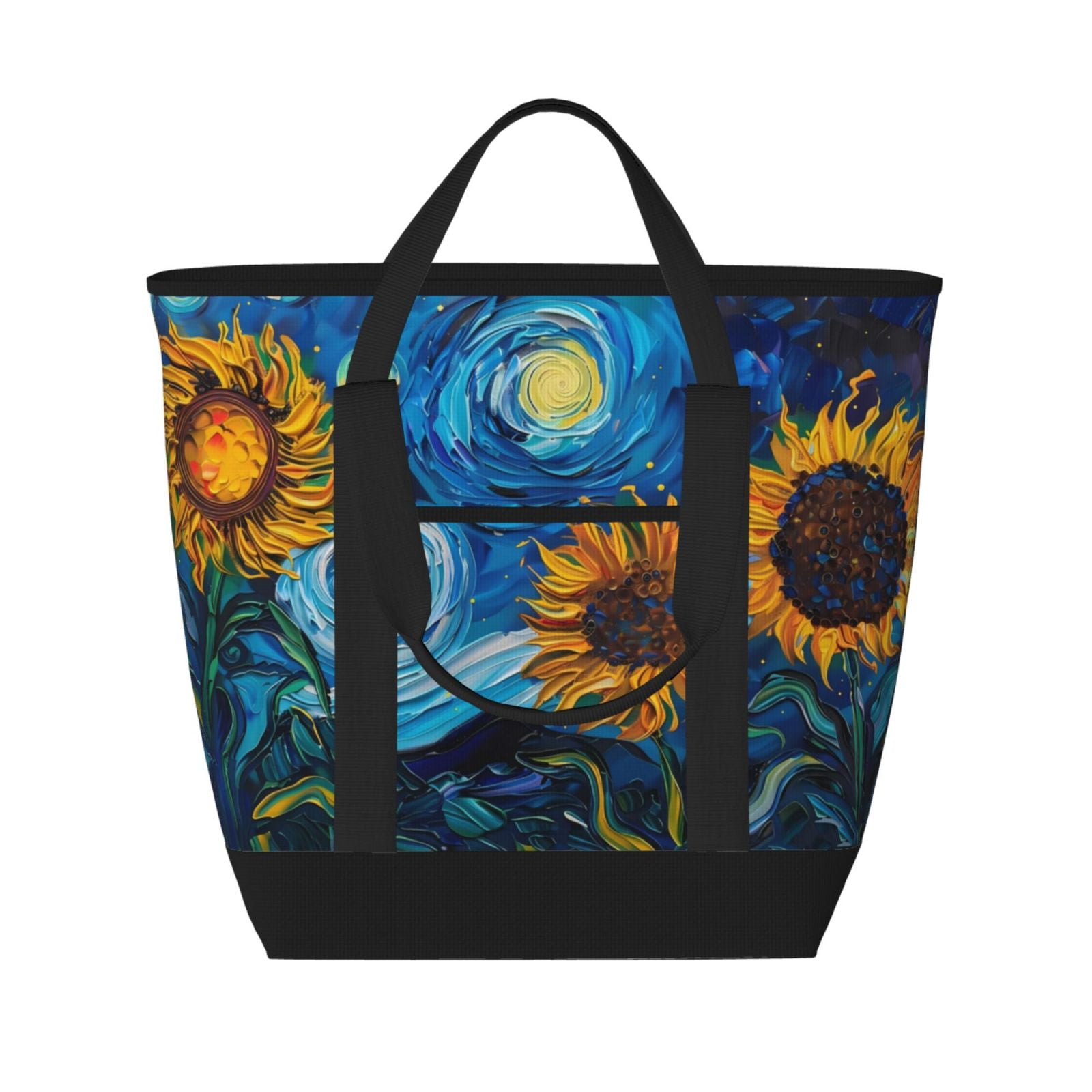Insulated Cooler Bag, Starry Night Sunflower Field Large Freezer Cooler ...