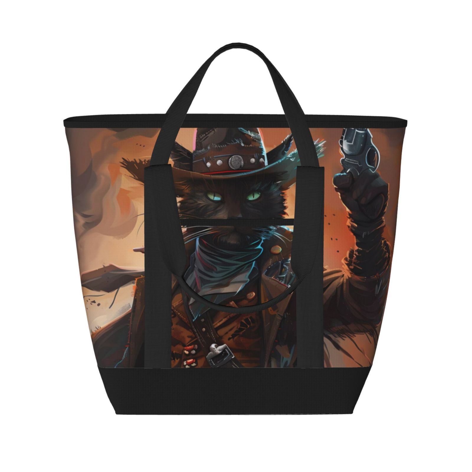 Insulated Cooler Bag - Steampunk Cowboy Cat Large Freezer Cooler Tote ...