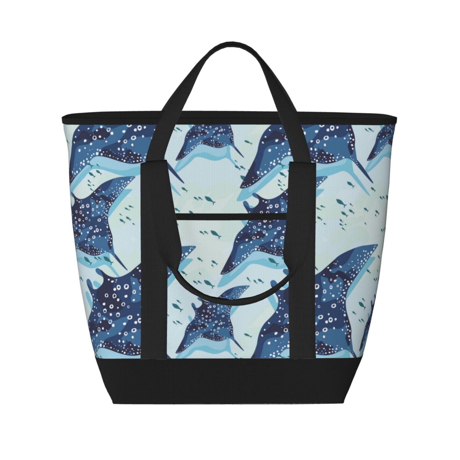 Insulated Cooler Bag - Stingray fish cool blue Large Freezer Cooler Tote Bags Insulated for Food ...