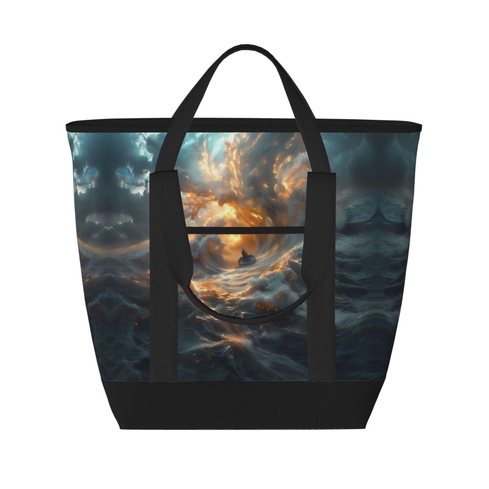 Insulated Cooler Bag - Stormy Ocean Vortex Large Freezer Cooler Tote ...