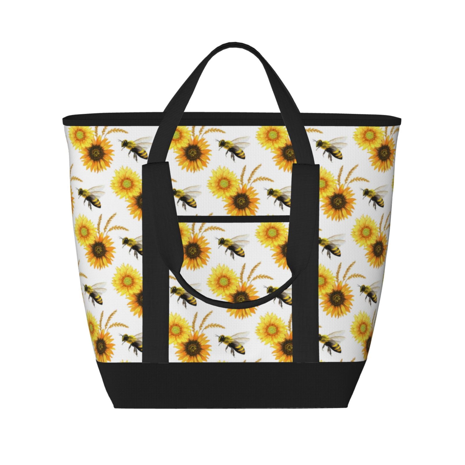 Insulated Cooler Bag - Sunflower cute bee Large Freezer Cooler Tote ...
