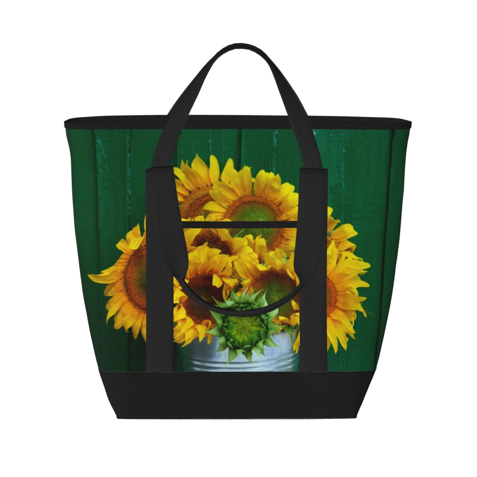 Insulated Cooler Bag, Sunflowers in Bucket Large Freezer Cooler Tote ...