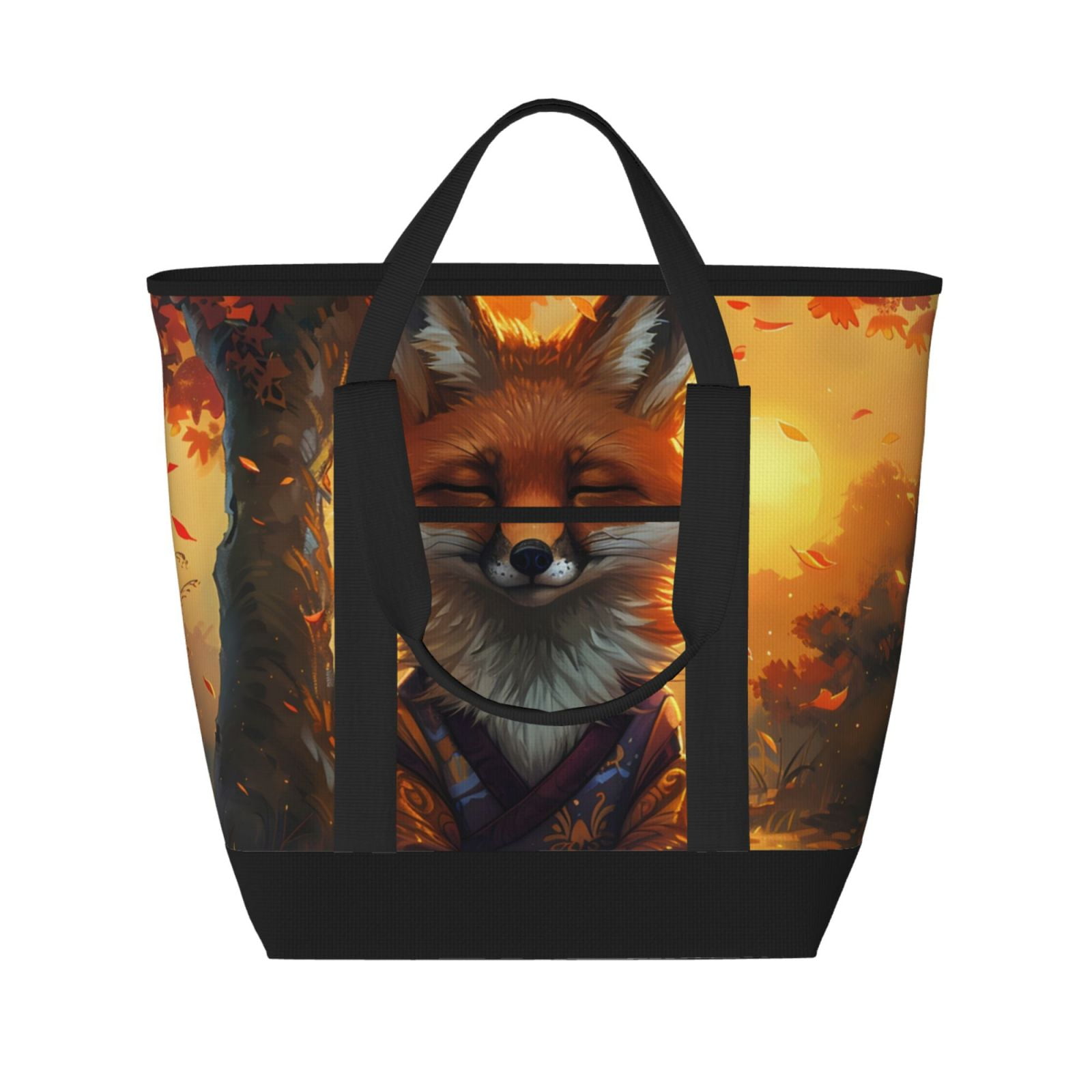 Insulated Cooler Bag, Sunset Maple Tree Fox Large Freezer Cooler Tote ...