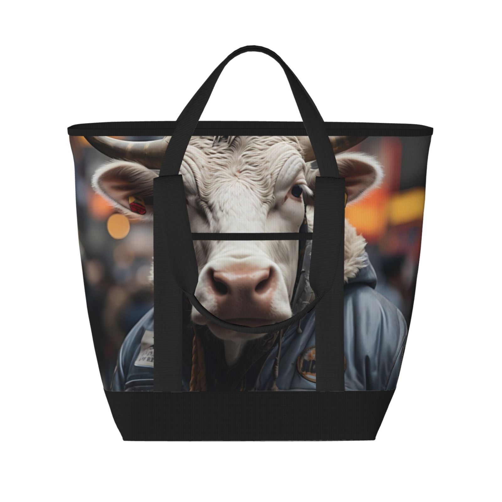 Insulated Cooler Bag - Surrealist Cow Large Freezer Cooler Tote Bags ...