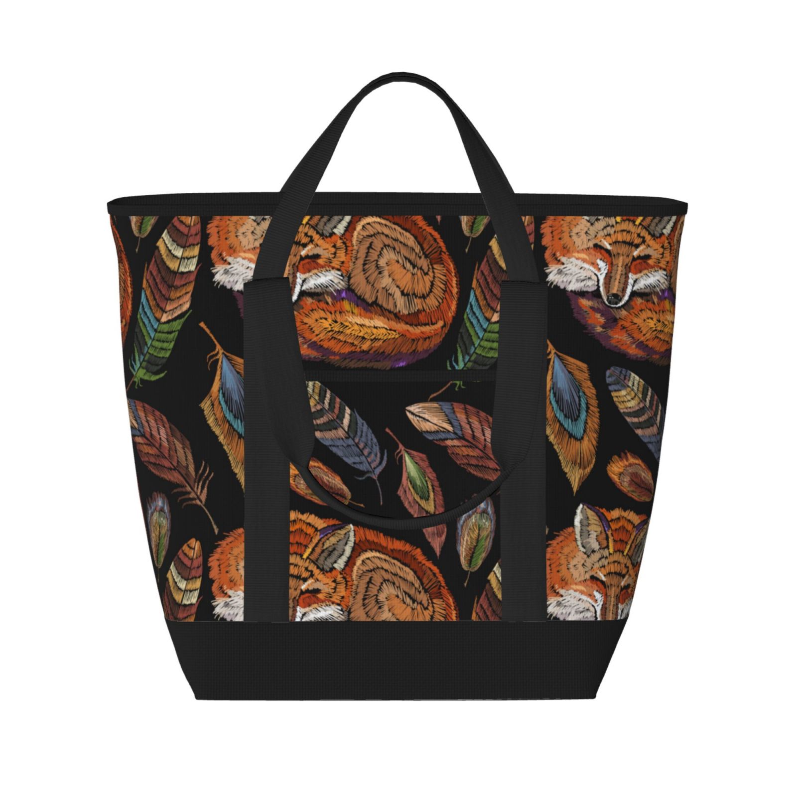 Insulated Cooler Bag - Tribal Fox Feather Large Freezer Cooler Tote ...
