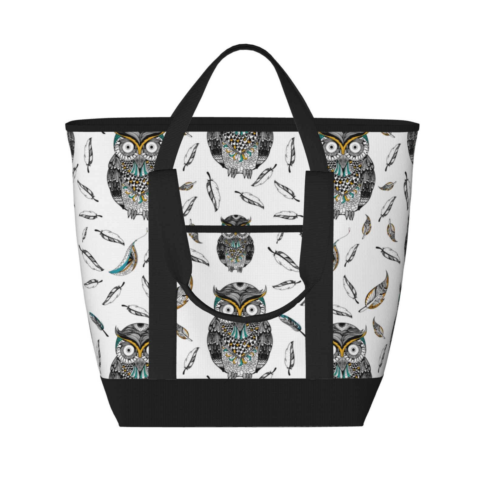 Insulated Cooler Bag - Tribal Owl Feathers Large Freezer Cooler Tote ...